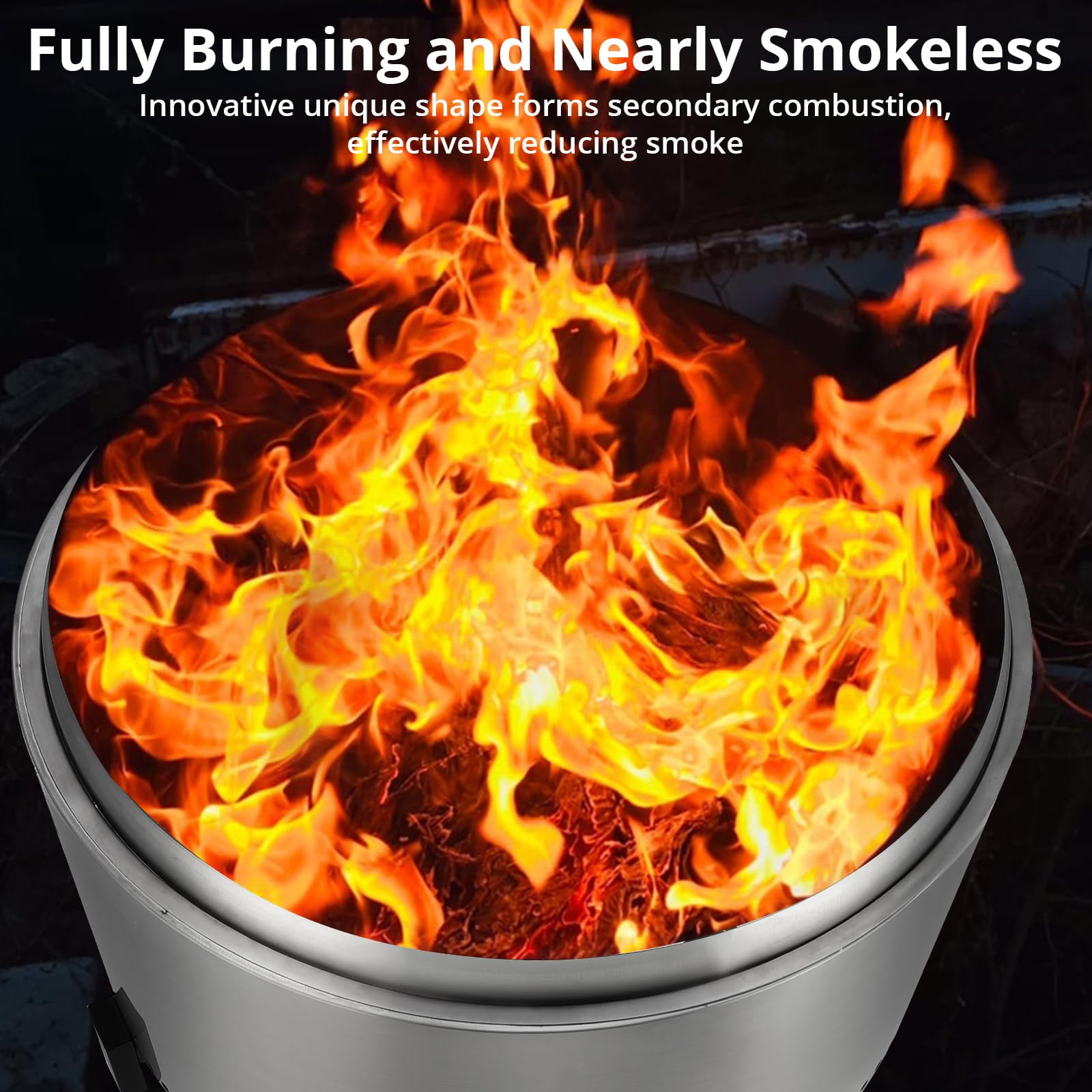 Kojooin 32" Large Smokeless Fire Pit, 304 Stainless Steel Stove with ...
