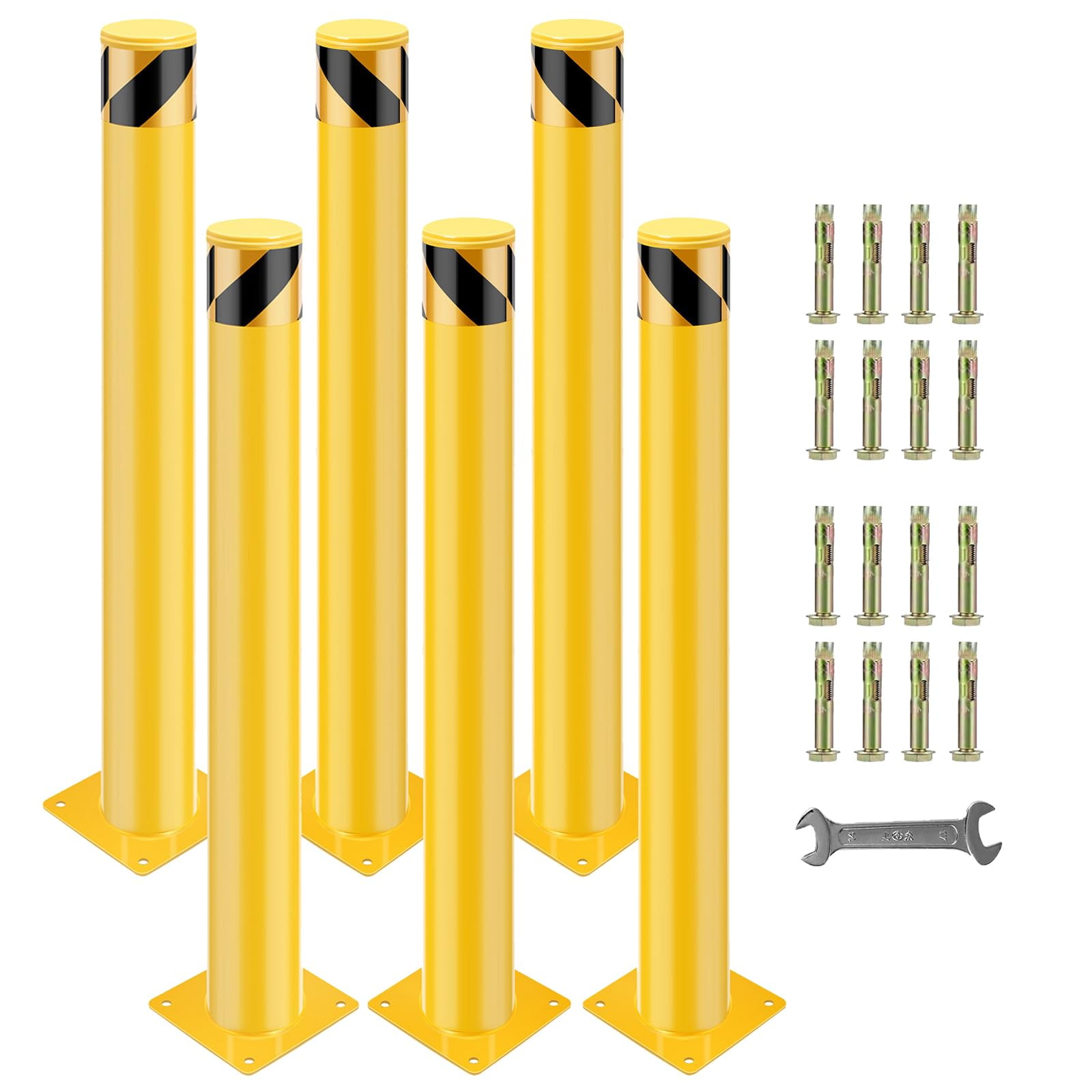 Kojooin 4-Pack Steel Parking Bollards – Safety Barrier Poles for ...
