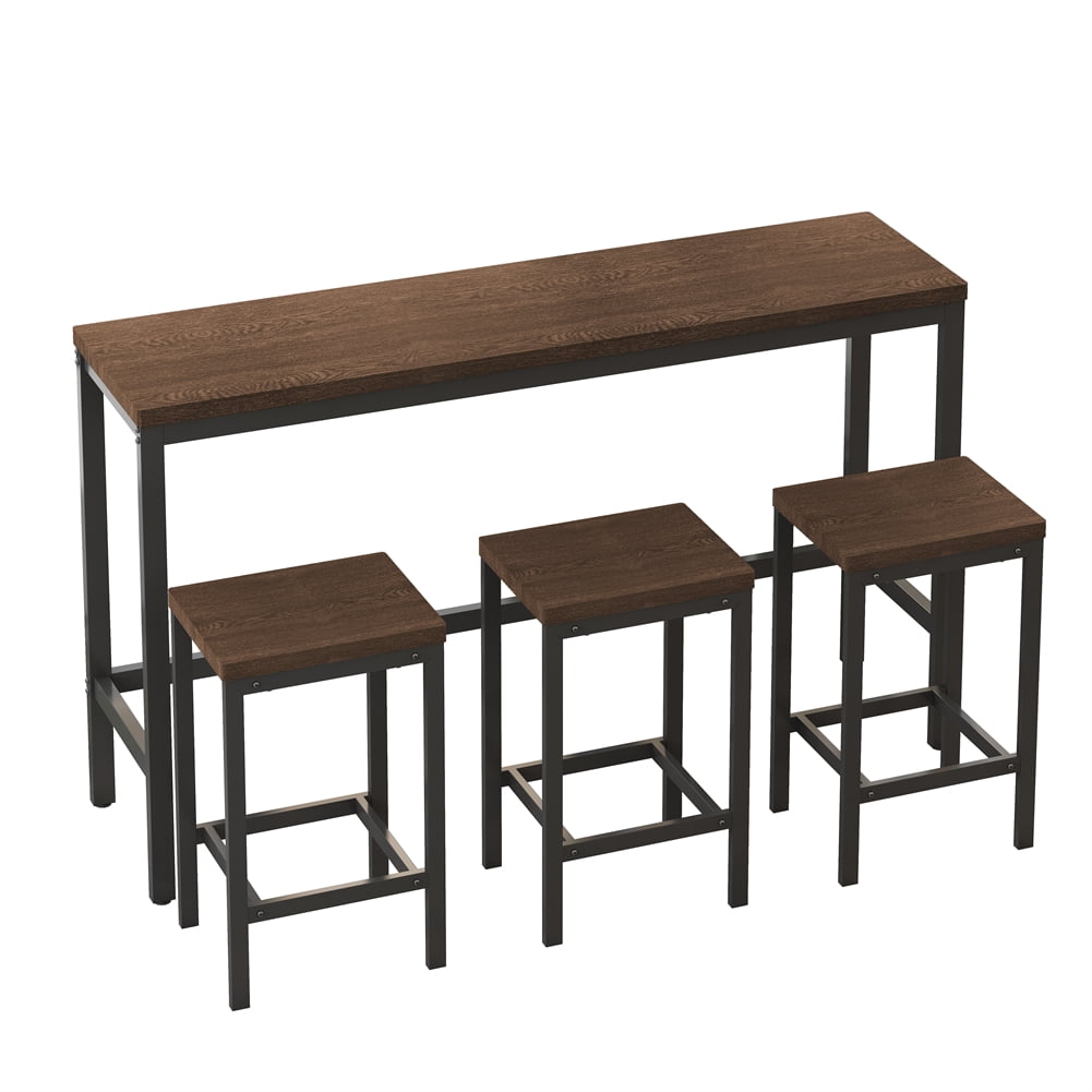 Kojooin 4-Piece Bar Table Set, Modern Rectangular Pub Bar Table And 3 ...