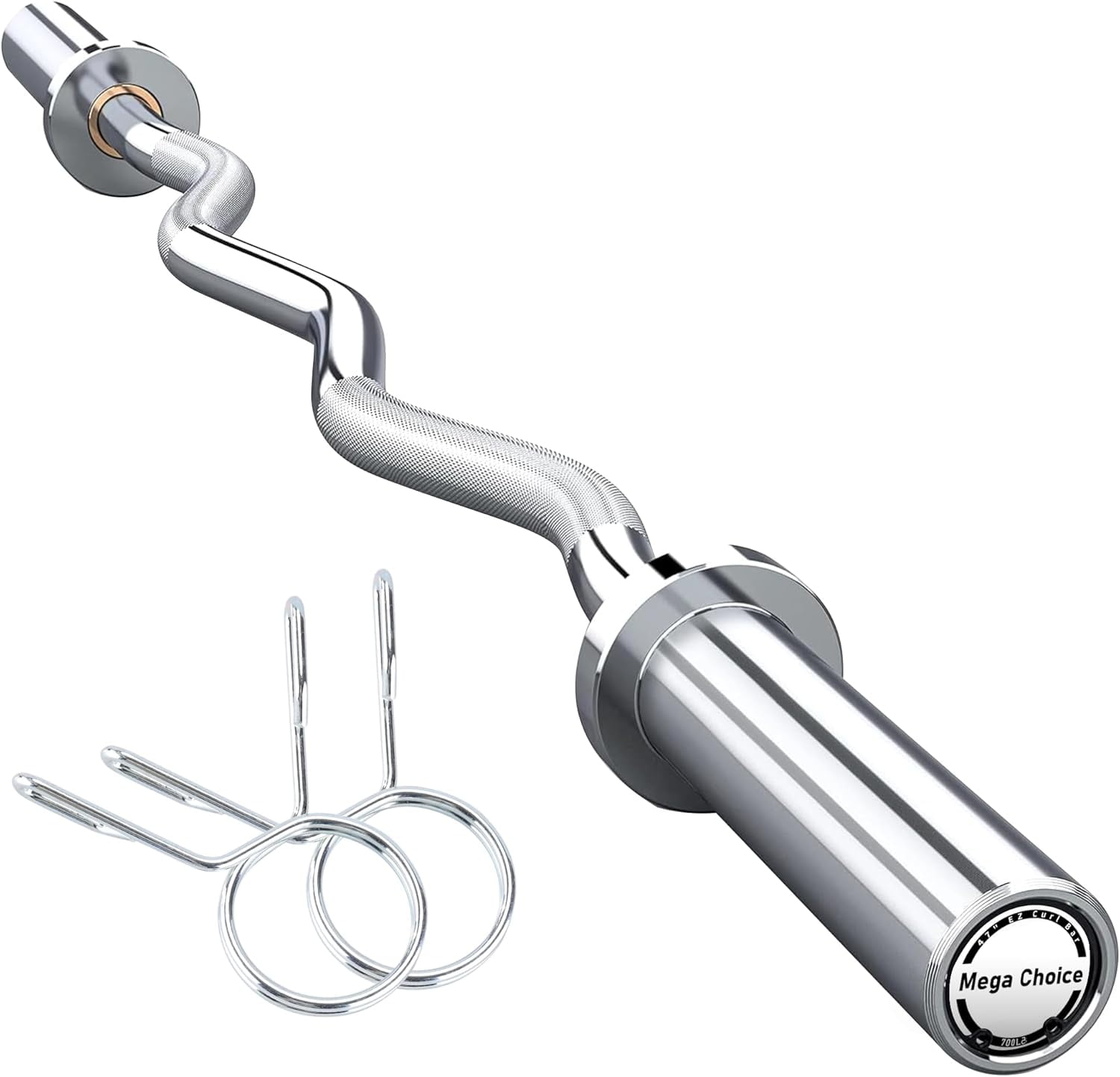 Kojooin 47" Olympic EZ Curl Barbell Bar, 500lb Capacity EZ Curl Bar for ...