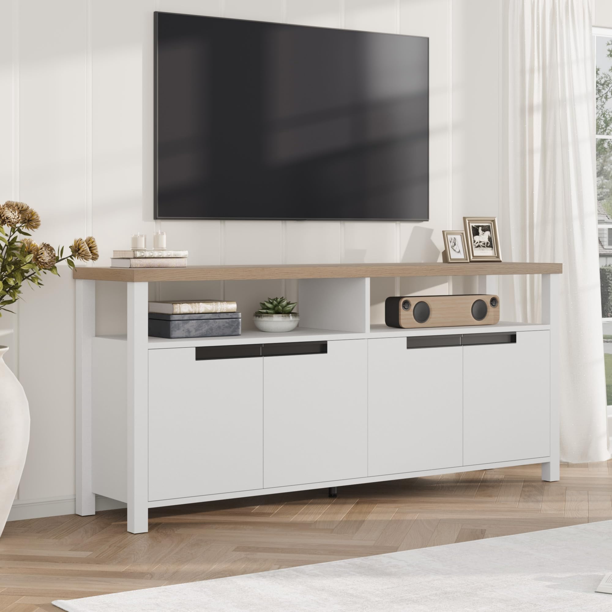 Kojooin 63" Rustic Farmhouse TV Stand – Entertainment Center for up to ...