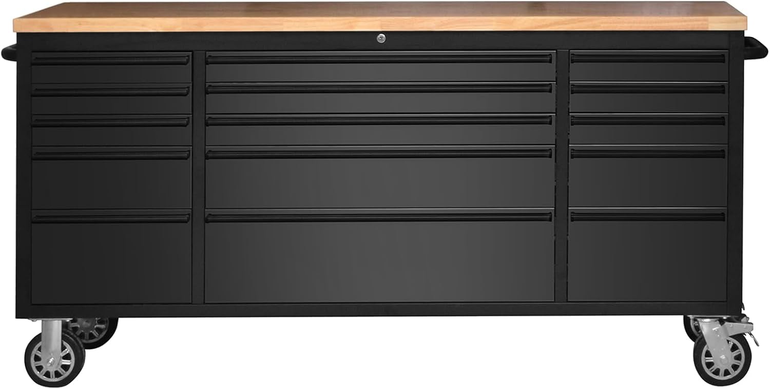 Kojooin 72-Inch Rolling Tool Cabinet, Large Rolling Tool Chest with 15 ...