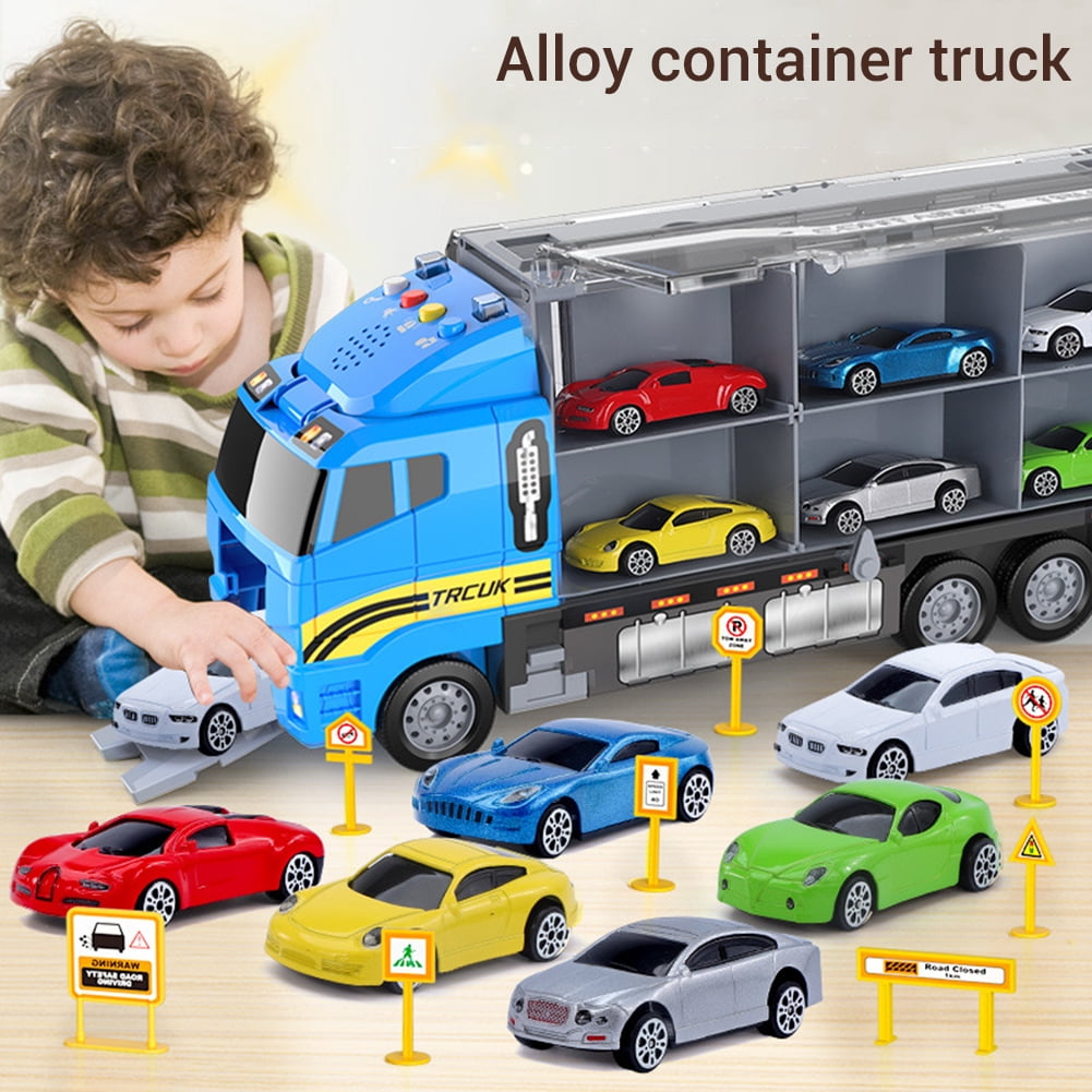 Kojooin Construction Truck Vehicle Toy Set For Kids Alloy Carrier Truck ...