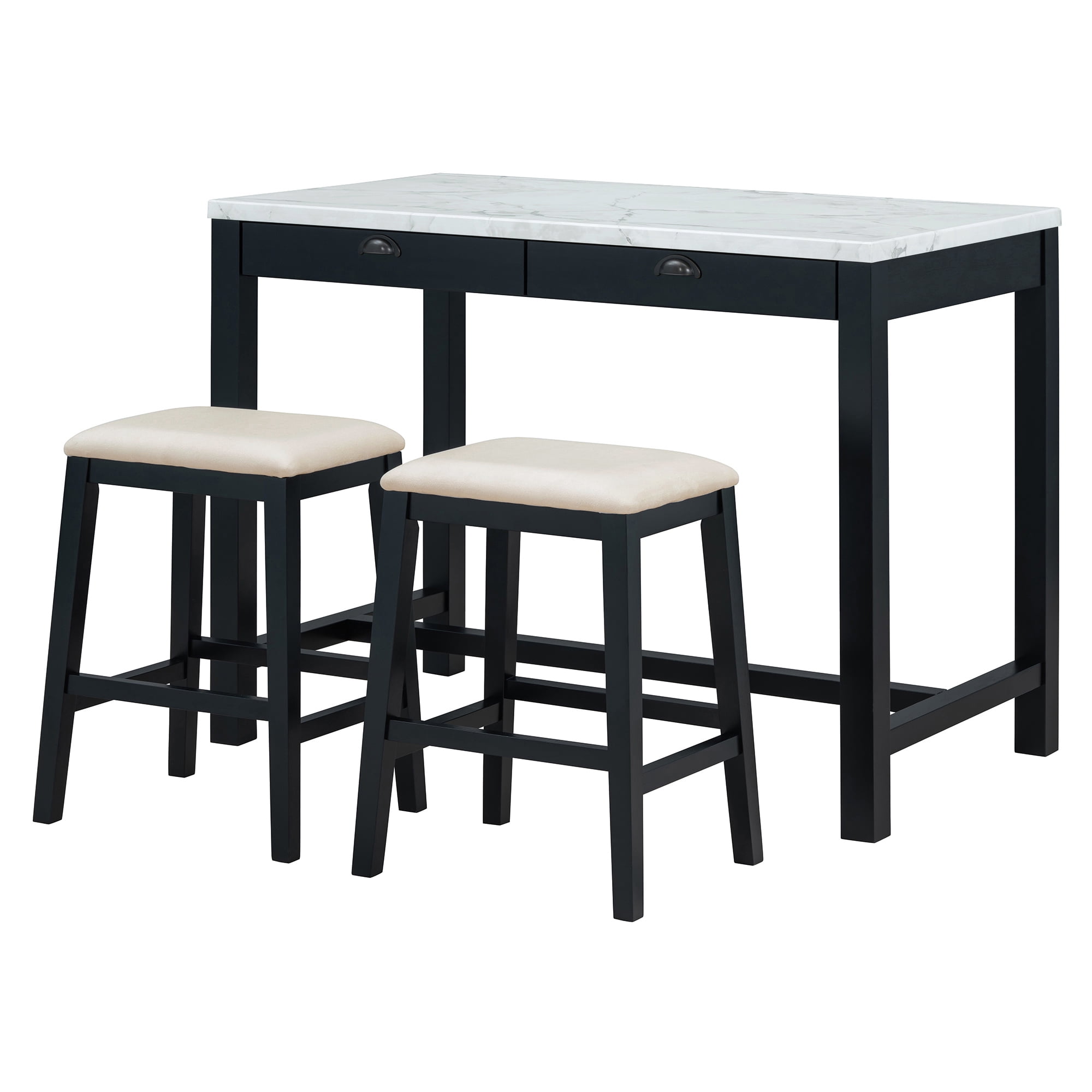 Kojooin Counter Height Dining Table Set, Modern Faux Marble Tabletop ...