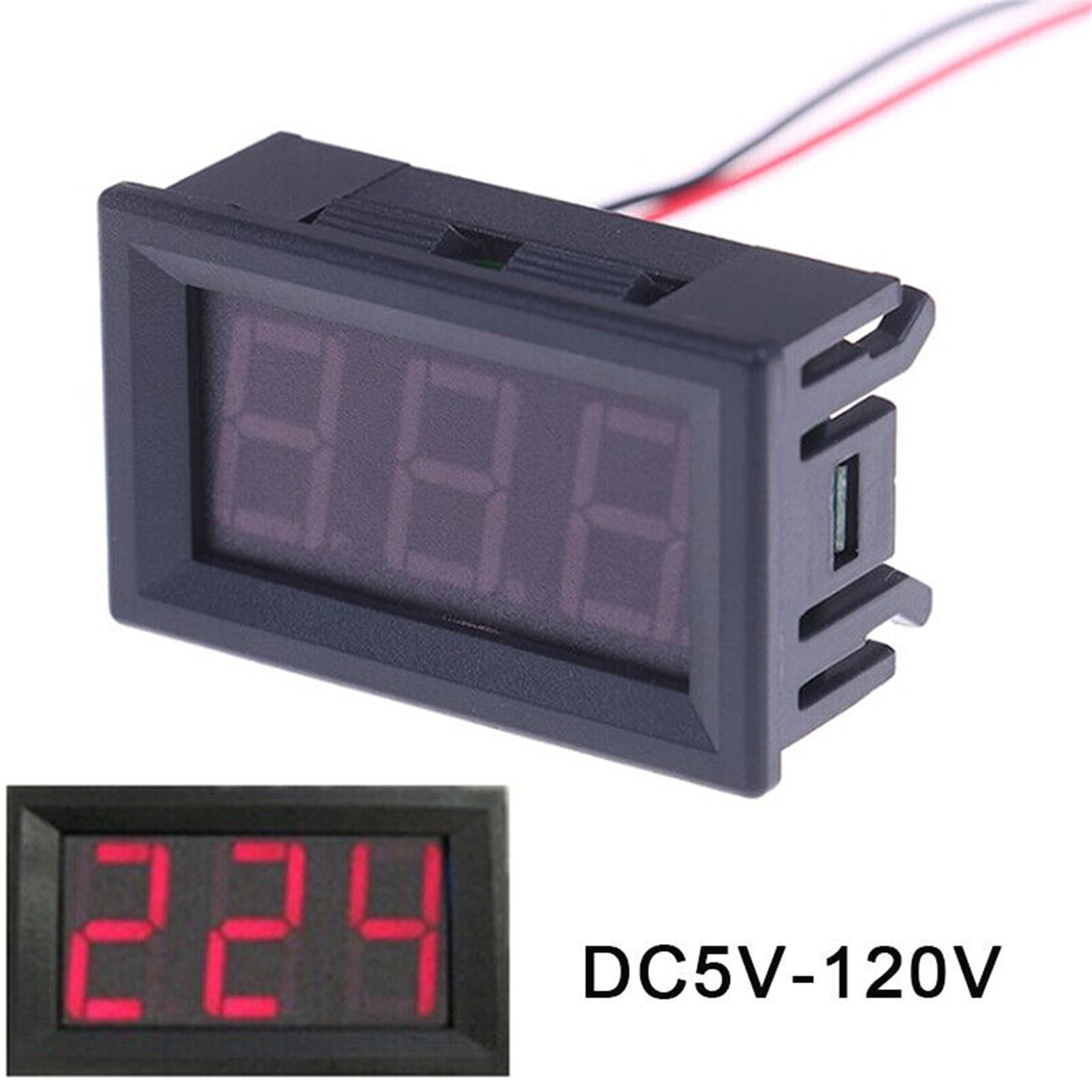 Kojooin DC 5V-120V Car Digital Voltmeter Gauge Voltage Meter LED ...