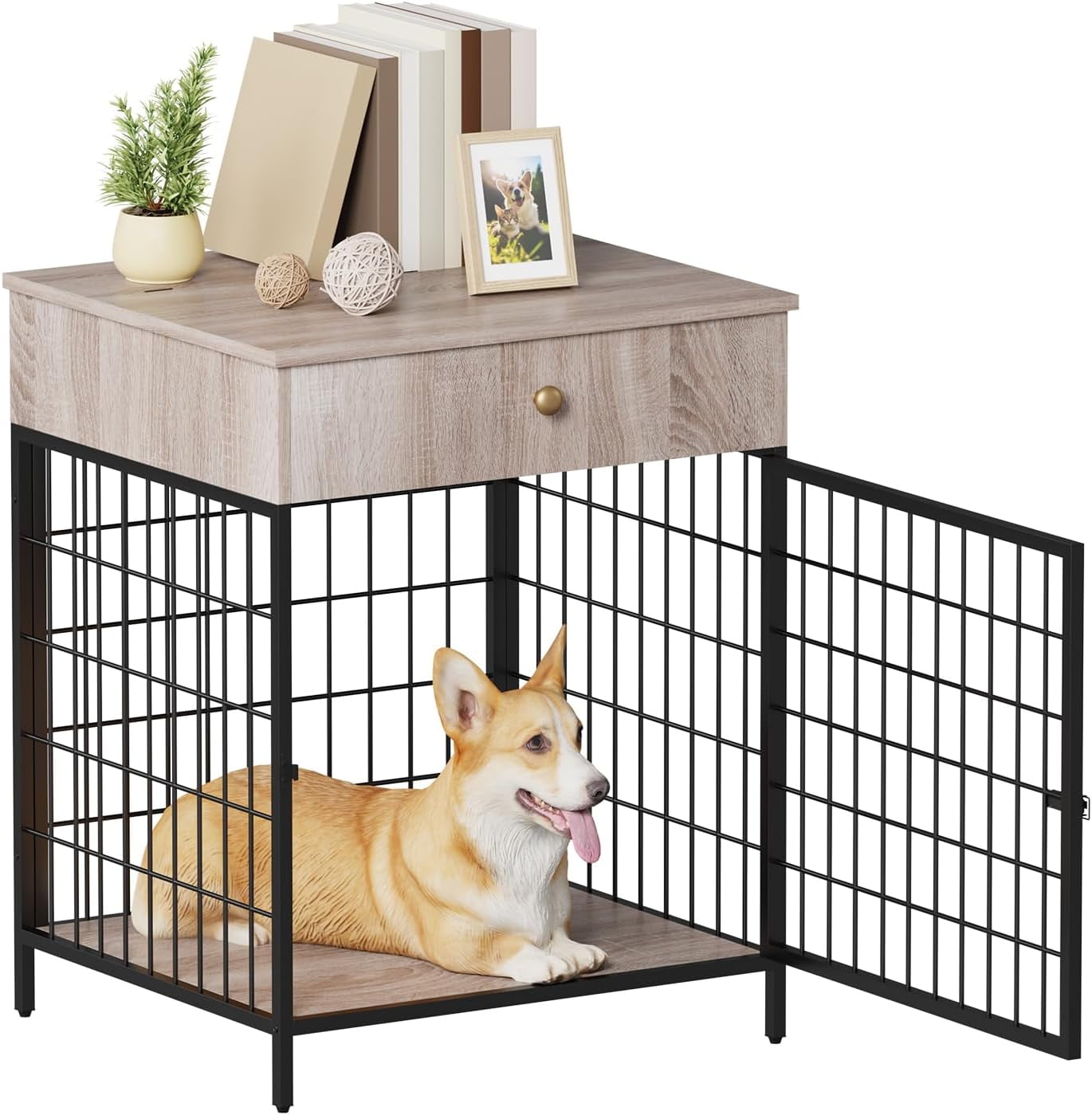 Kojooin Dog Crate Furniture,Decorative Dog Kennel with Drawer,Indoor ...