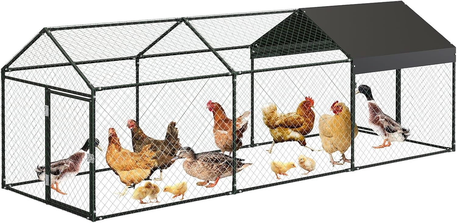 Kojooin Durable Chicken Run Kennel - Easy Assembly Outdoor Pen for ...