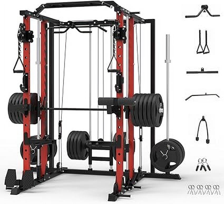 Geetinfly ER KANG Smith Machine, 2000LBS Strength Training Power Cage ...