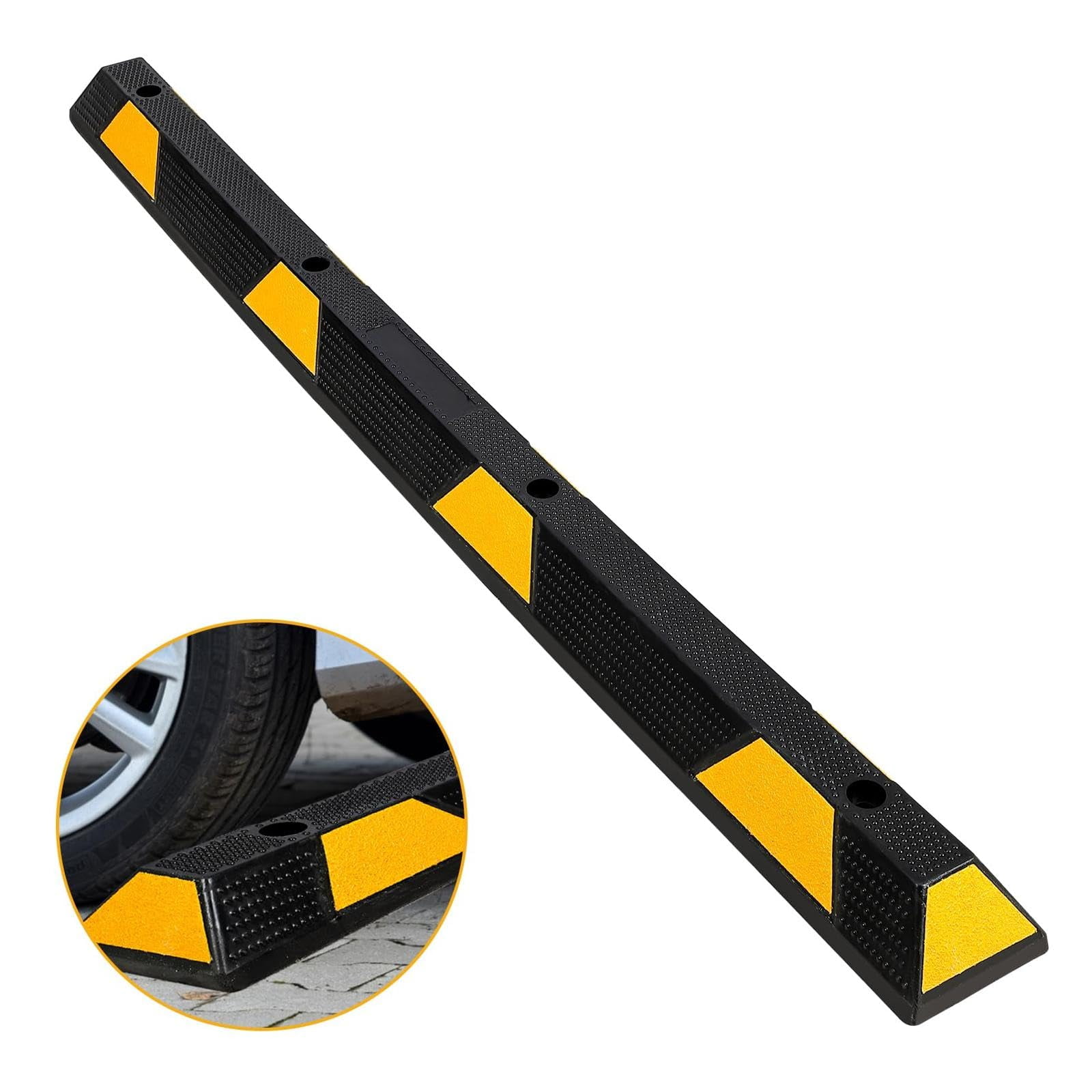 Kojooin Heavy Duty 72" Rubber Parking Curb Stopper – Extra Wide Floor ...