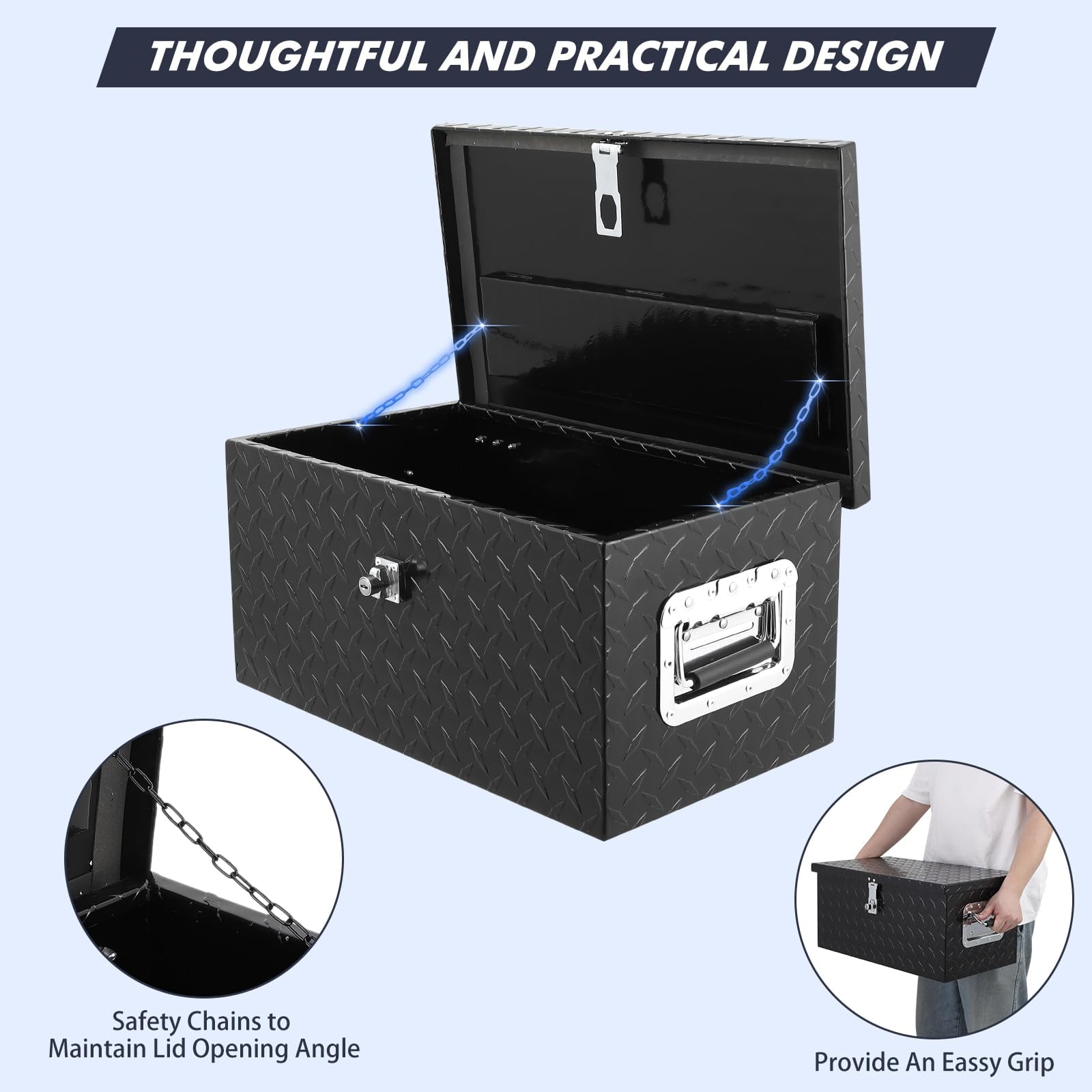 Kojooin Heavy Duty Aluminum Truck Bed Tool Box – Waterproof Organizer ...