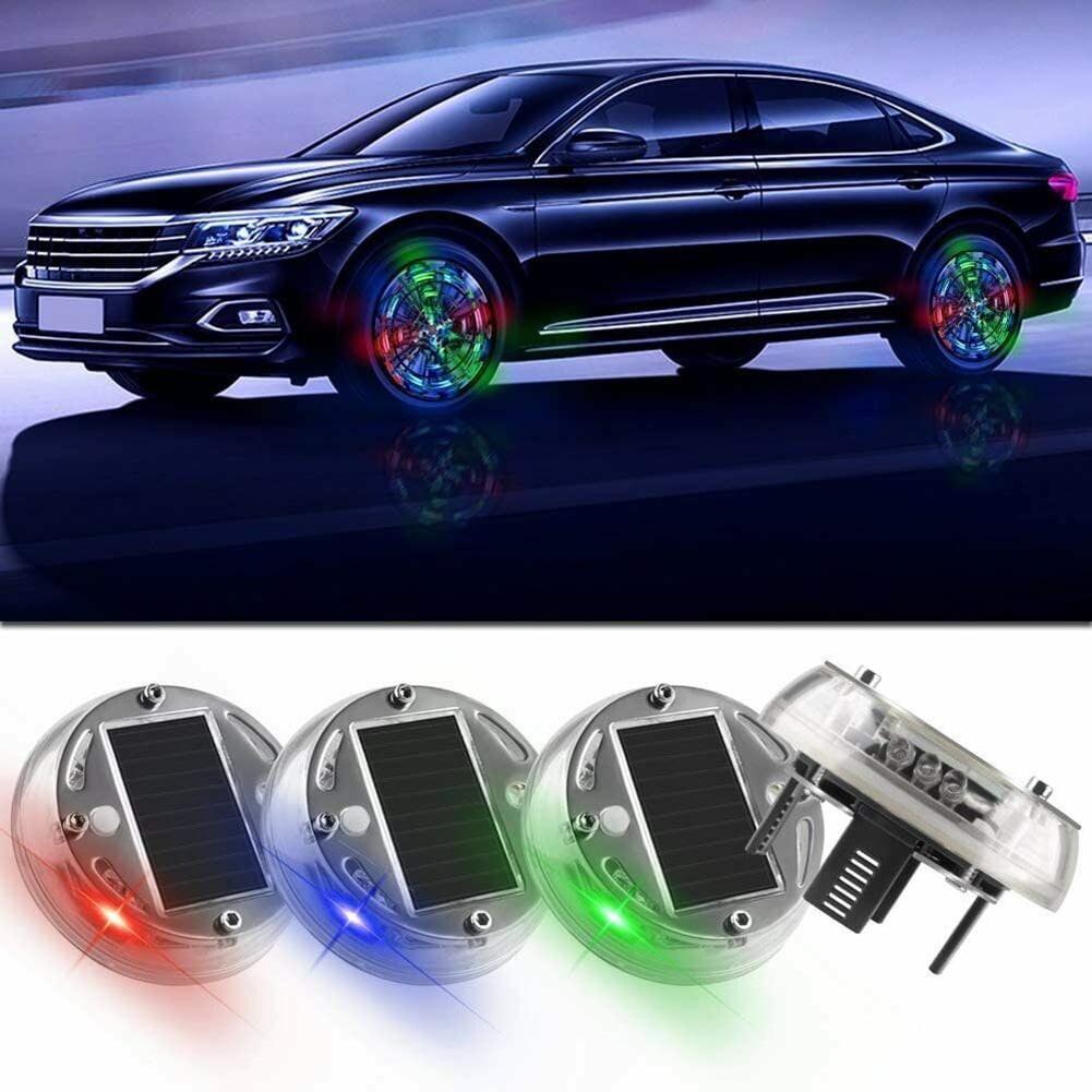 Kojooin LED Exterior Decorative Lights fits Cars Wheel RGB Solar Tire ...