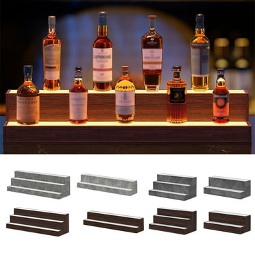 Elegant LED Lighted Liquor Bottle Display Shelf 37 Inch Modern Bar ...