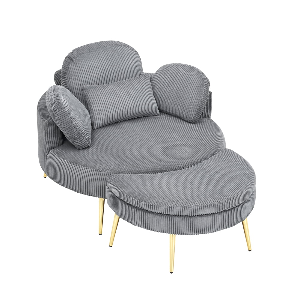 Kojooin Lazy Chair With Ottoman & Pillow, Modern Lounge Accent Chair ...
