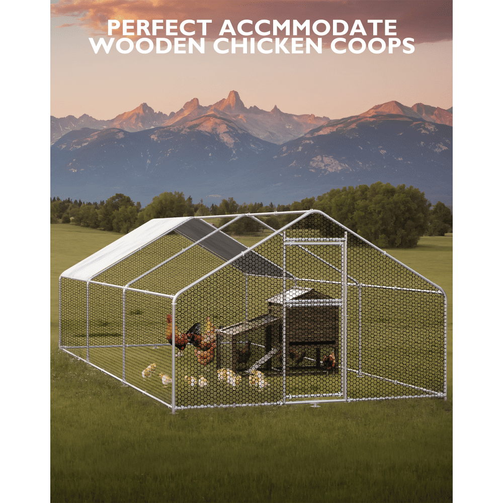 Kojooin Metal Chicken Coop,Spire Shape Walk-in Poultry Chicken Hen cage ...