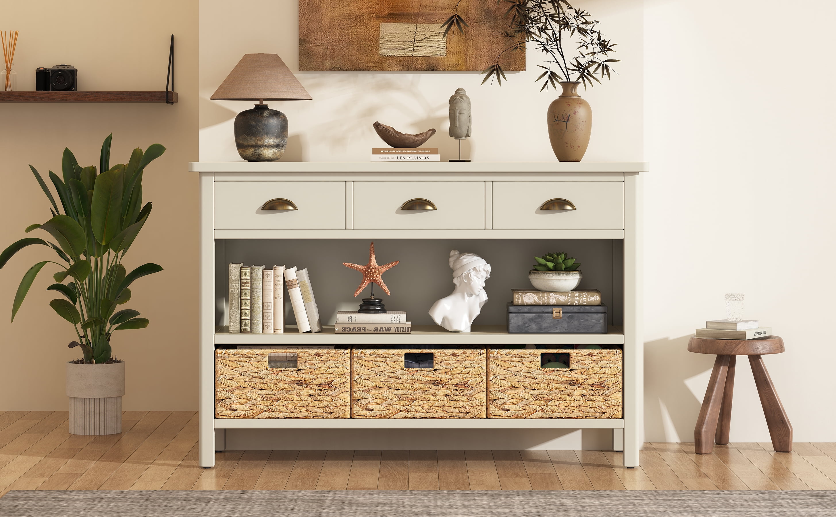 Kojooin Mid Century Modern Console Table, Entryway Table With Open ...