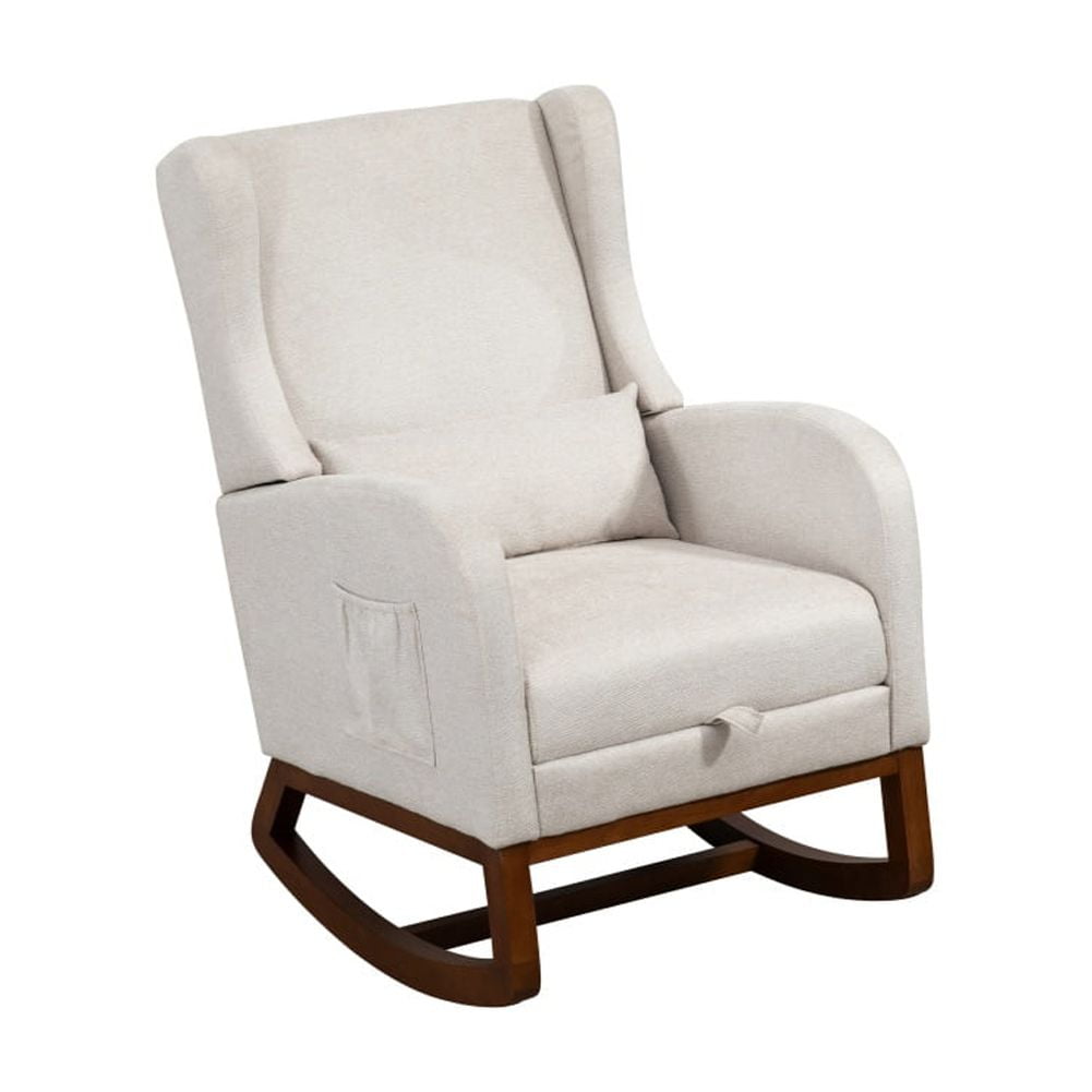 Kojooin Nursery Rocking Chair With Footrest, Upholstered Modern Accent ...