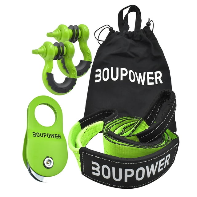 Kojooin Off Road Recovery Kit - Heavy Duty 10 Ton Snatch Block Pulley ...