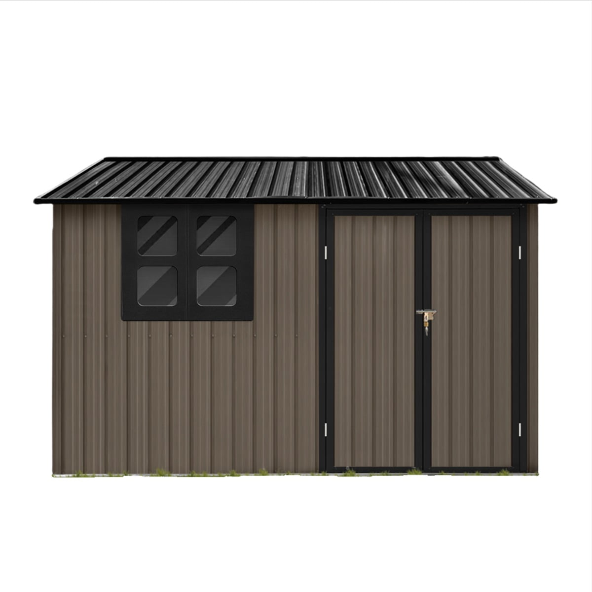 Kojooin Outdoor Storage Shed, 6x8FT Metal Storage Shed With Window ...