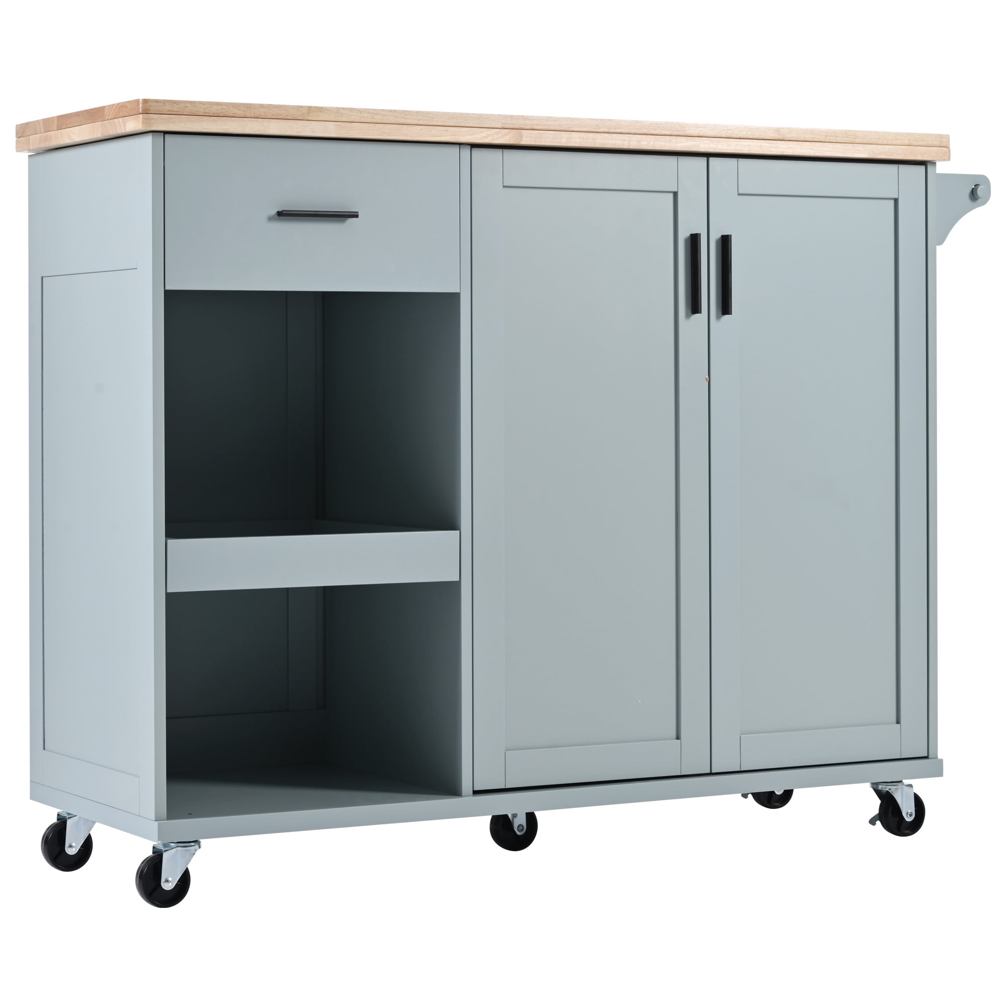 Kojooin Rolling Kitchen Island With Drop Leaf Breakfast Bar, Mobile ...