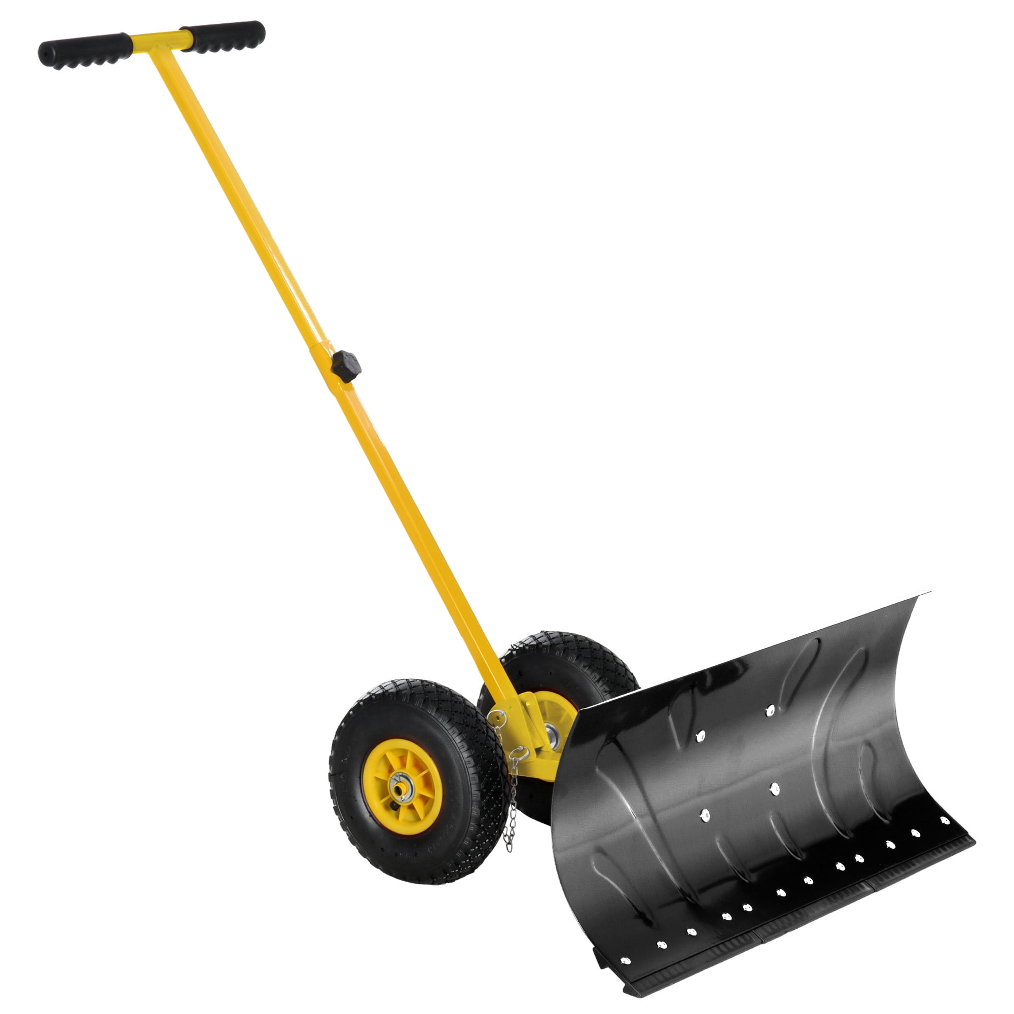 Kojooin Snow Shovel With Wheels For Driveway, Heavy Duty Adjustable ...