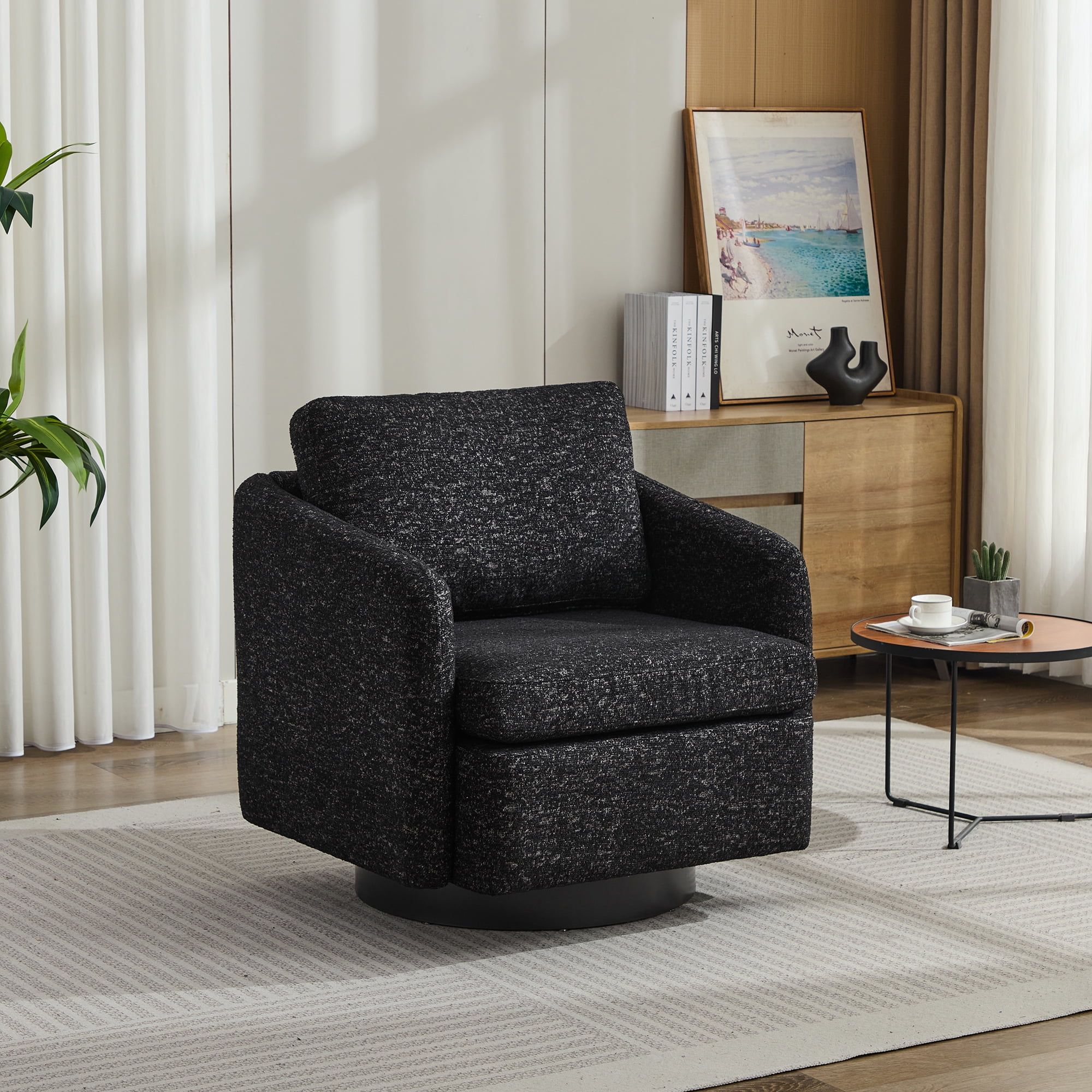 Kojooin Swivel Accent Chair, Modern Lounge Sofa Barrel Chair With Thick ...
