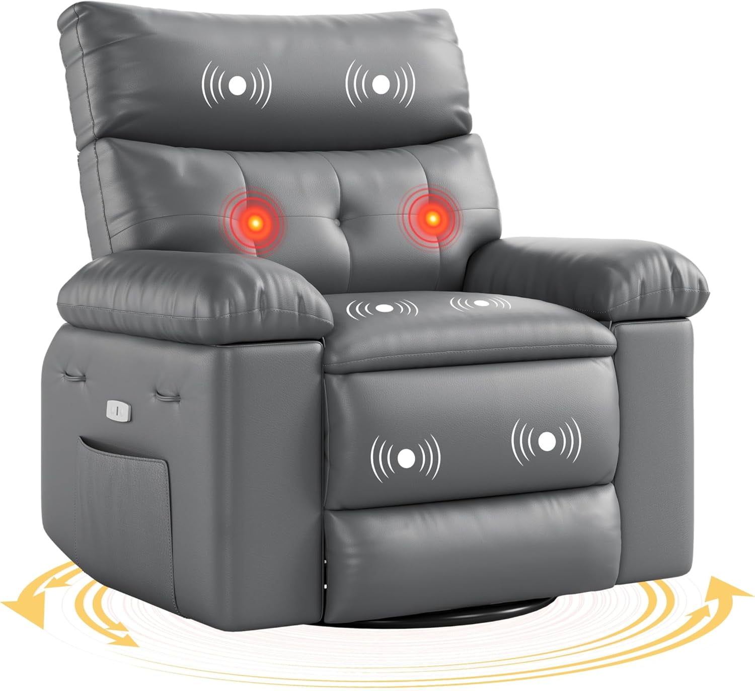 Kojooin Swivel Electric Massage Chair, Oversized Power Rocking Recliner ...