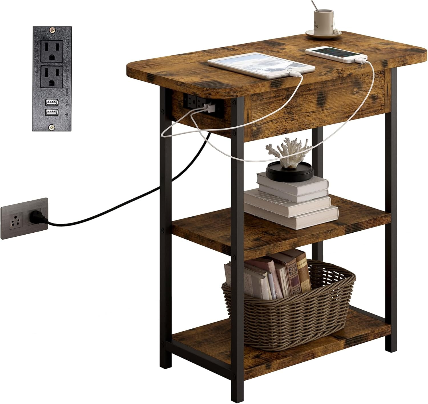 Kojooin Table with Charging Station,Sofa Couch Table with USB Ports and ...