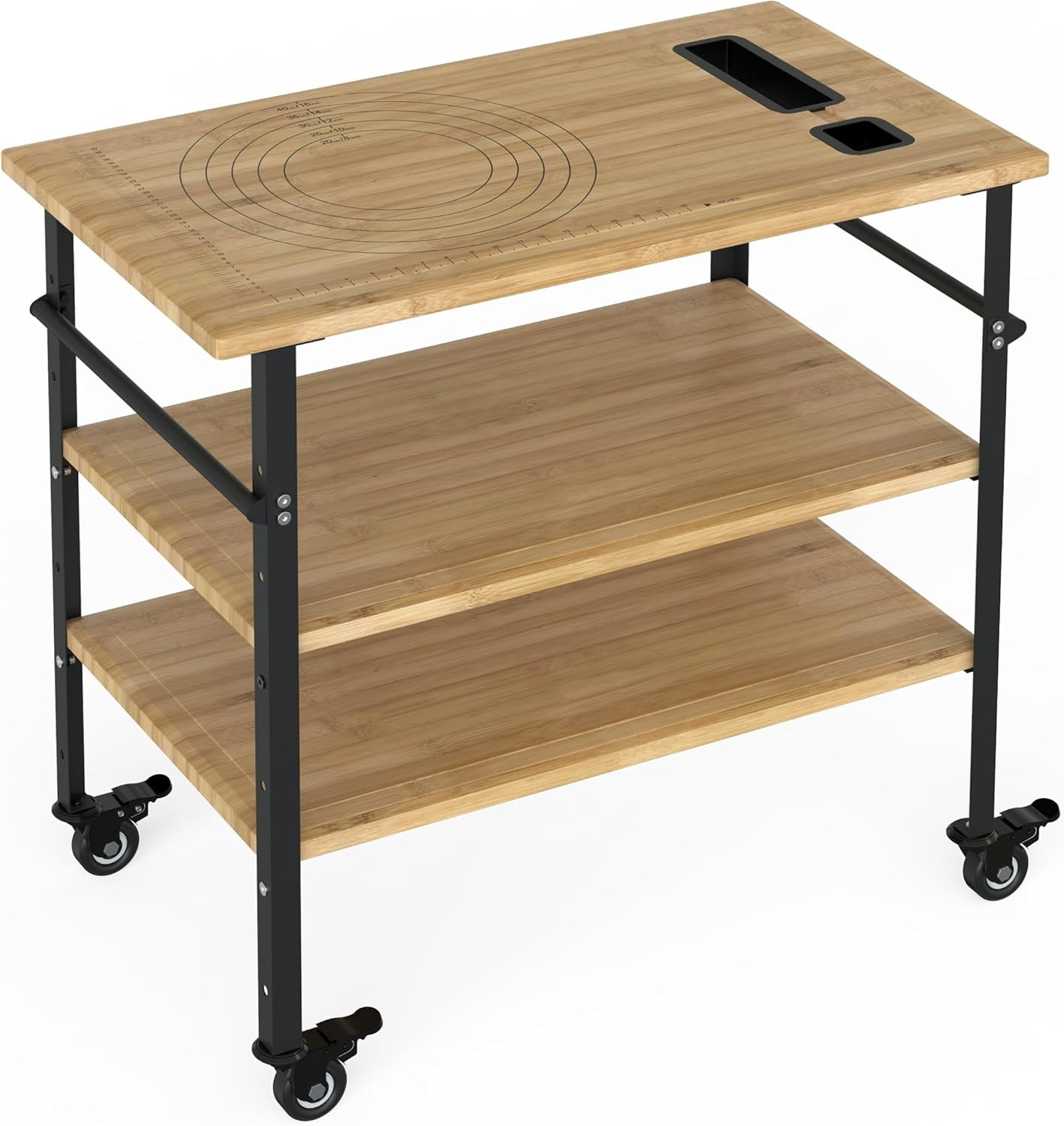 Kojooin Three-Shelf Pizza Table,Adjustable Height,Outdoor Grill Food ...