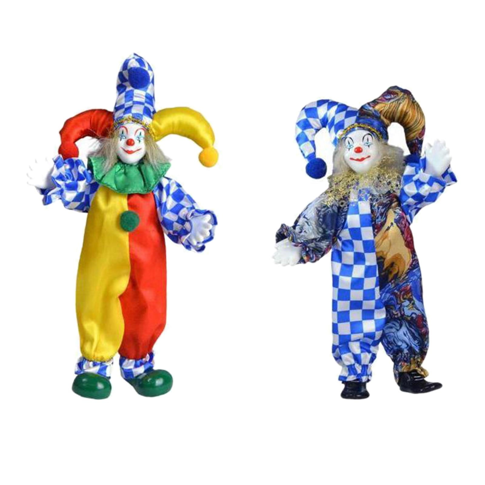 Kokiya 2x Clown Doll for Desk Ornament Porcelain Clown Doll Model ...