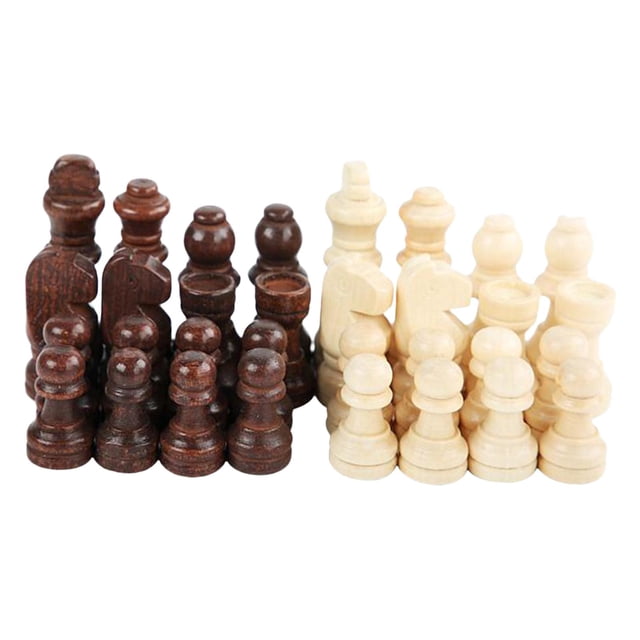 Kokiya 32 Pieces Wooden Chess Pieces Wood Chessmen Board Games Chess ...