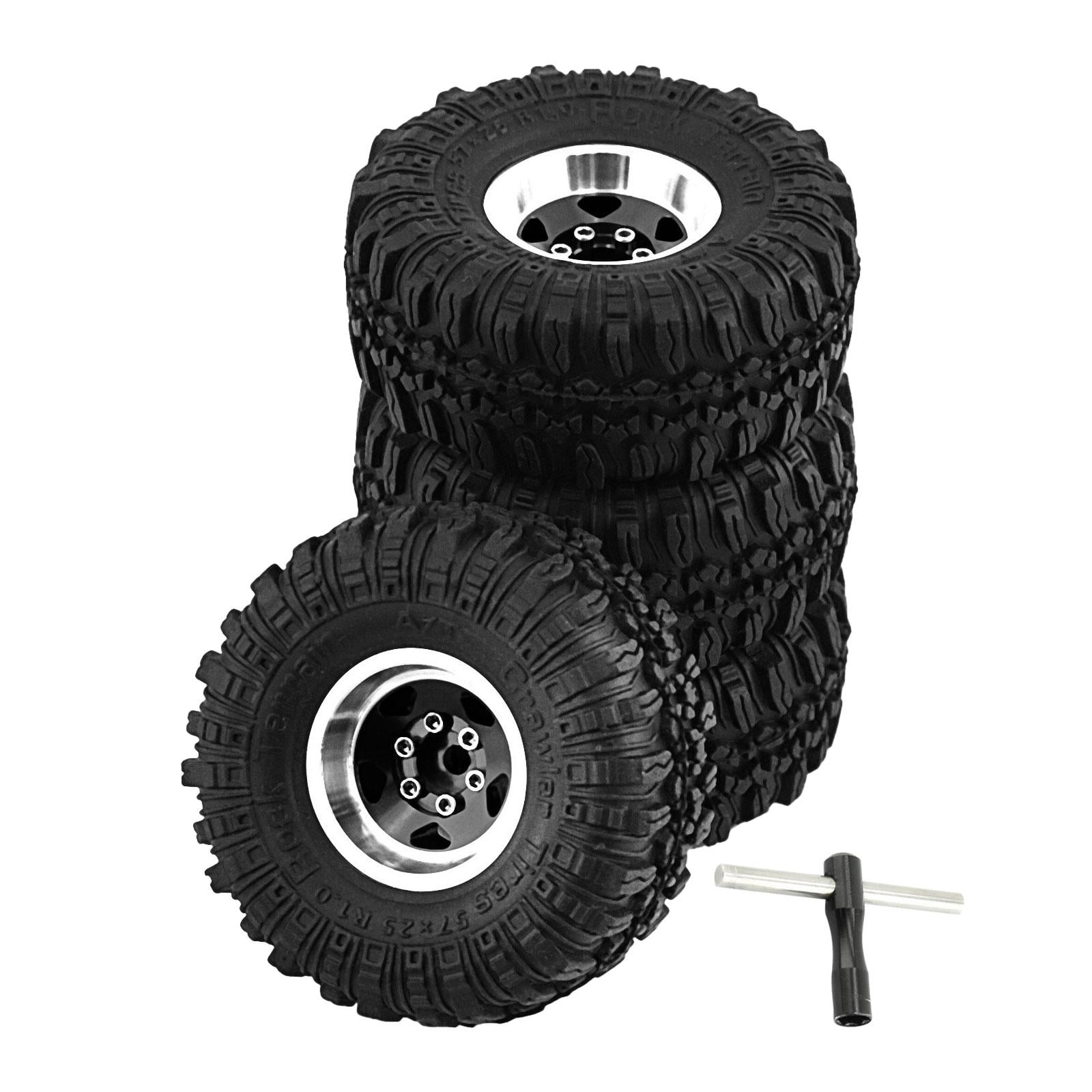 Kokiya 4 Pieces RC Car Tire RC Truck Tires Tires with Wheel Rim for 1: ...