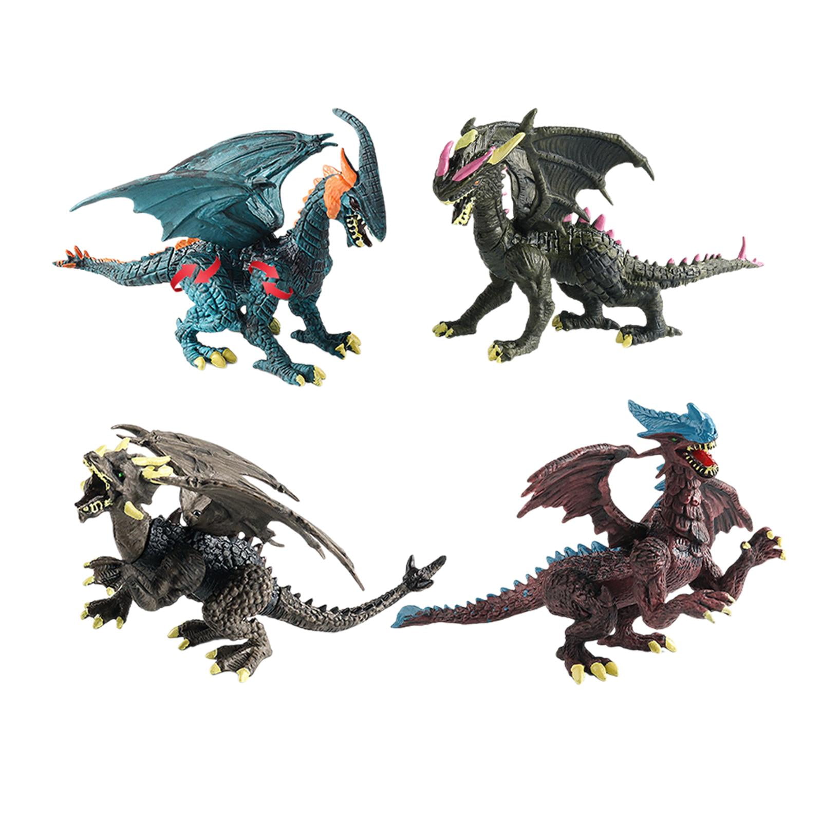 Kokiya 4Pcs Devil Dragon Figures Miniature Realistic Simulation Flying ...