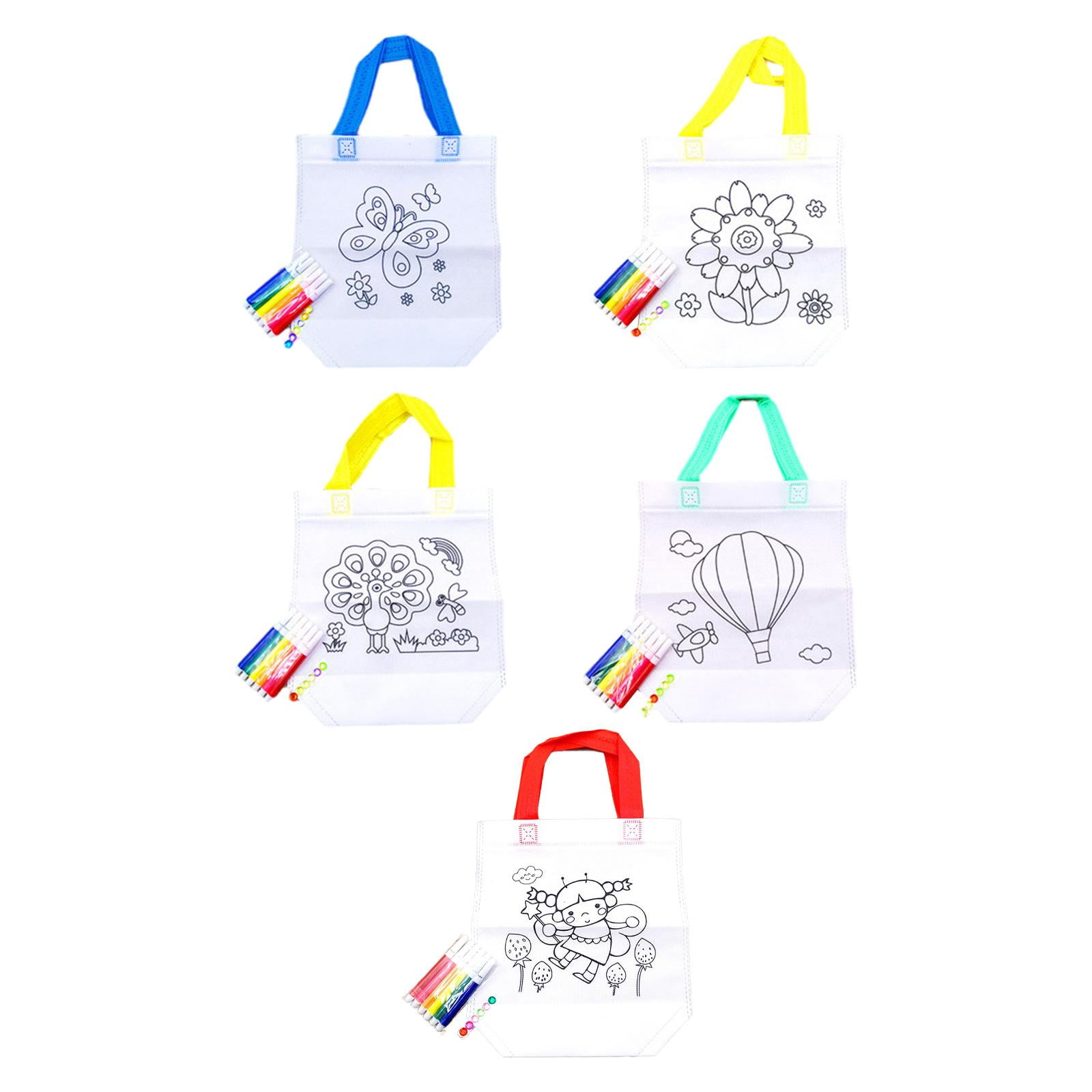 Kokiya 5 Pieces DIY Graffiti Bag Color Your Own Bag Reusable Coloring ...