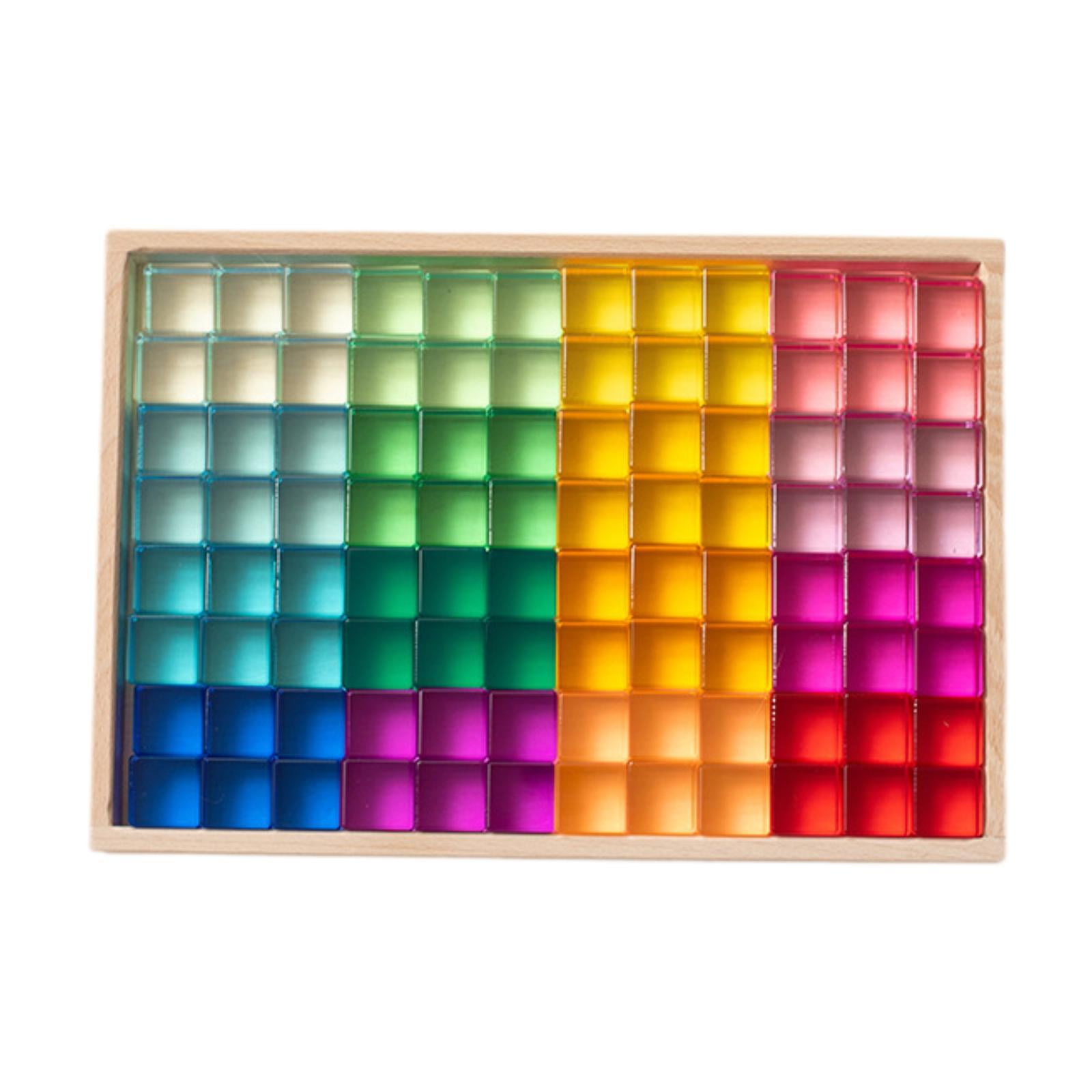 Kokiya 96 Pieces Acrylic Cubes Blocks,Sensory Training Toys,Learning ...