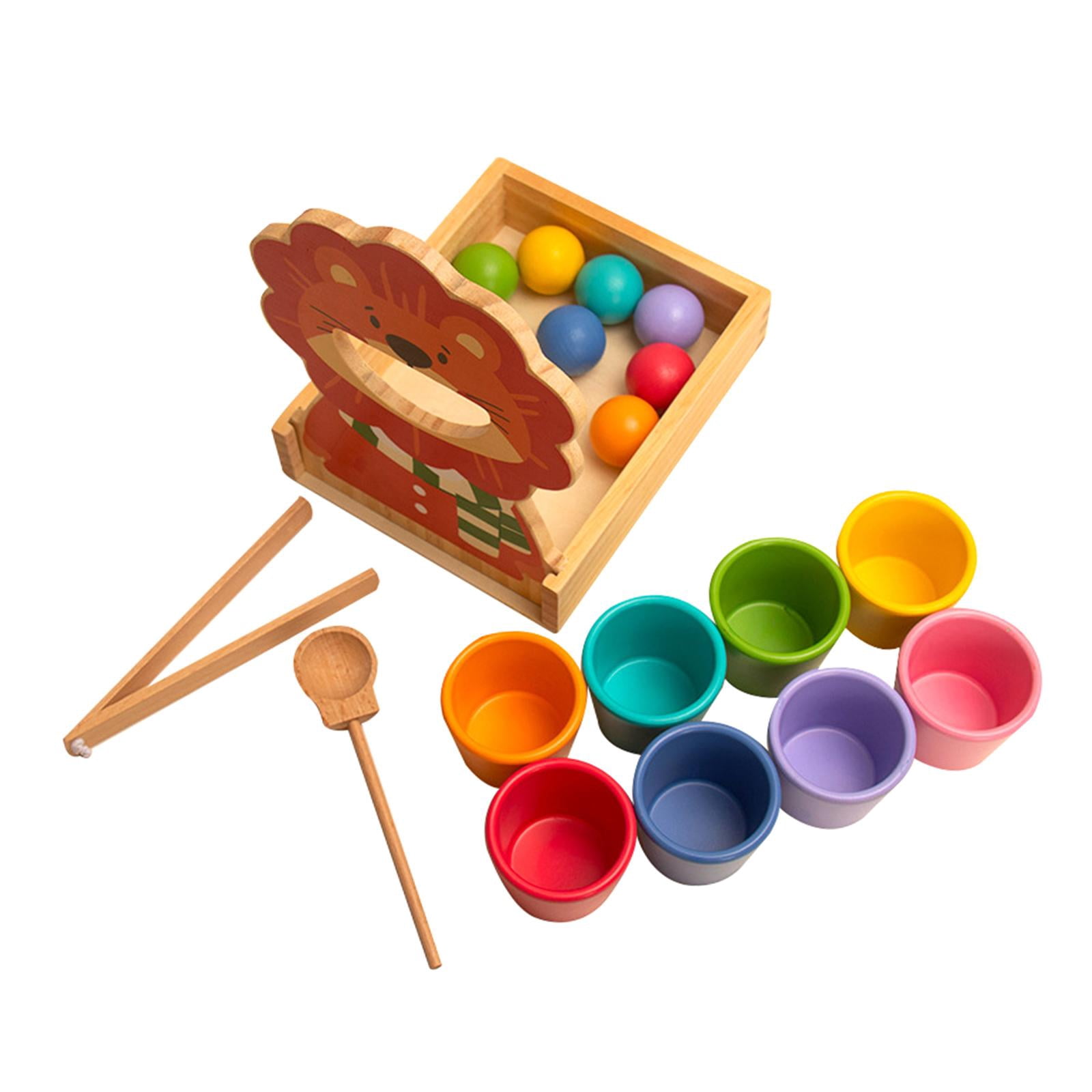 Kokiya Balls in Cups Fine Motor Skill Wooden Ball Toys for Kids Boys ...