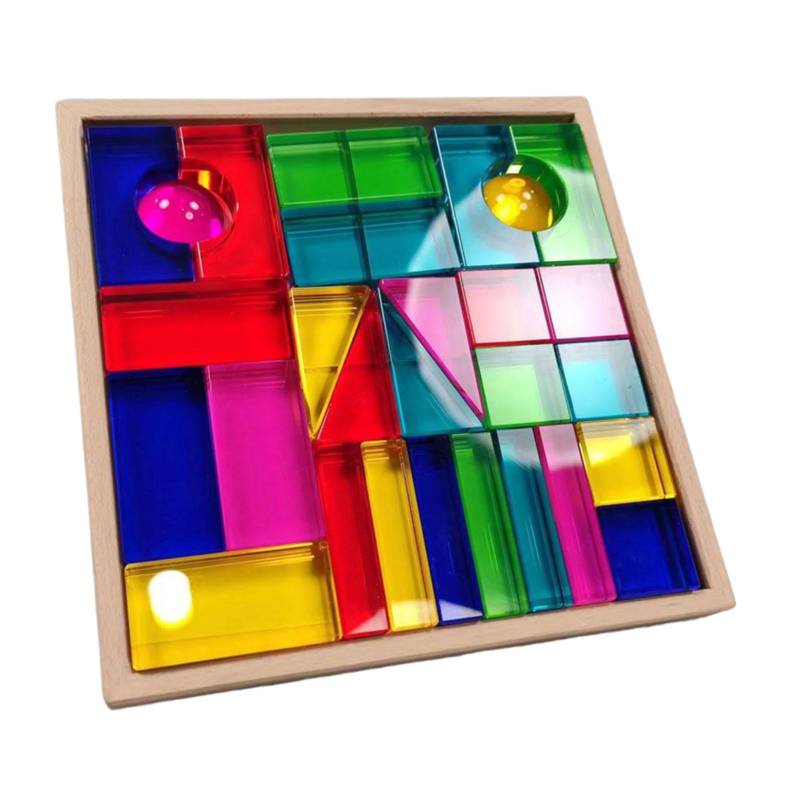 Kokiya Cube Blocks Set Smooth Transparent Appearance Rainbow Acrylic ...