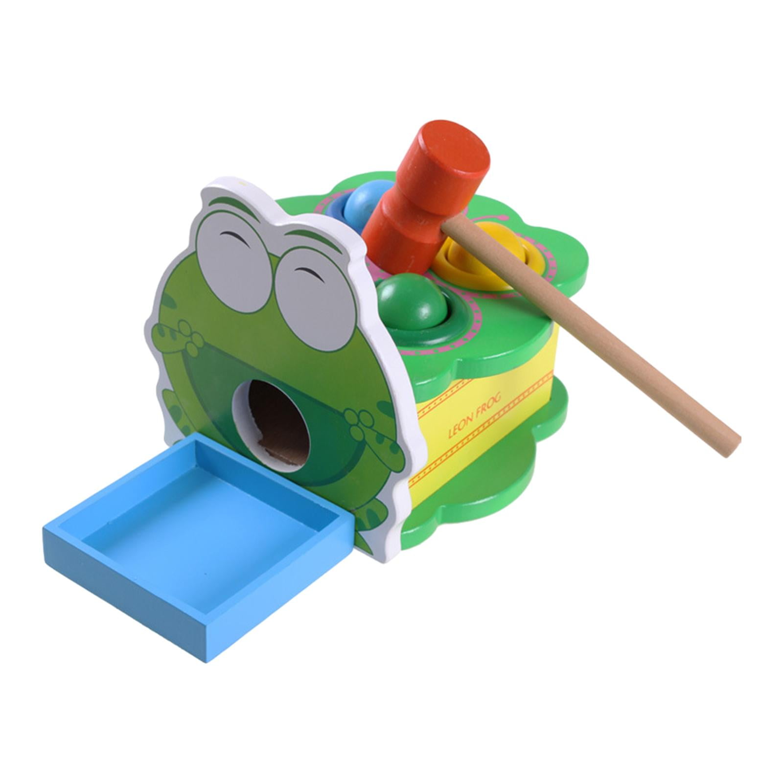 Kokiya Frog Wooden Pounding Bench Fine Motor Skills Pound Ball Toy for ...
