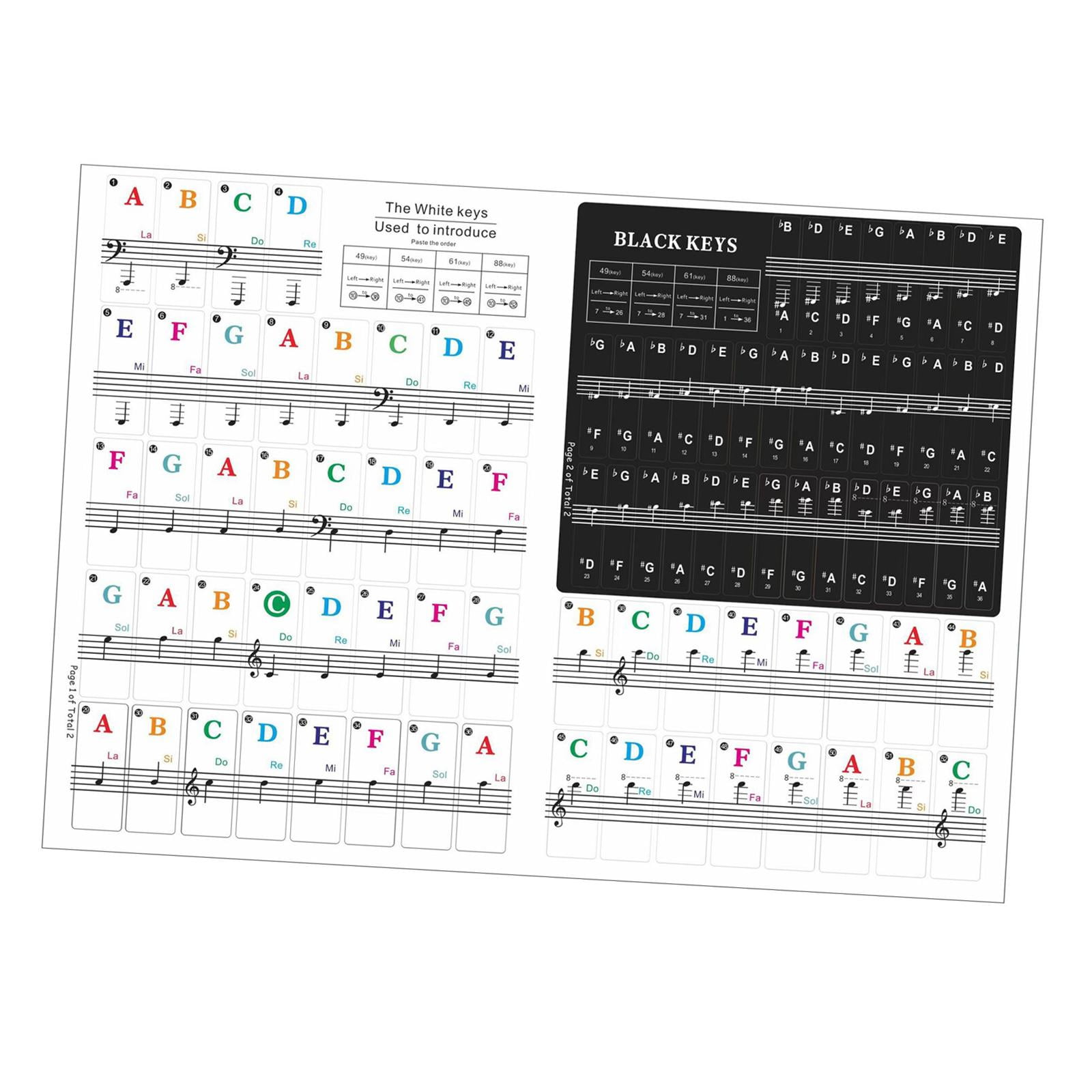 Kokiya Piano Keyboard Sticker Removable Full Size Piano Keyboard Labels ...