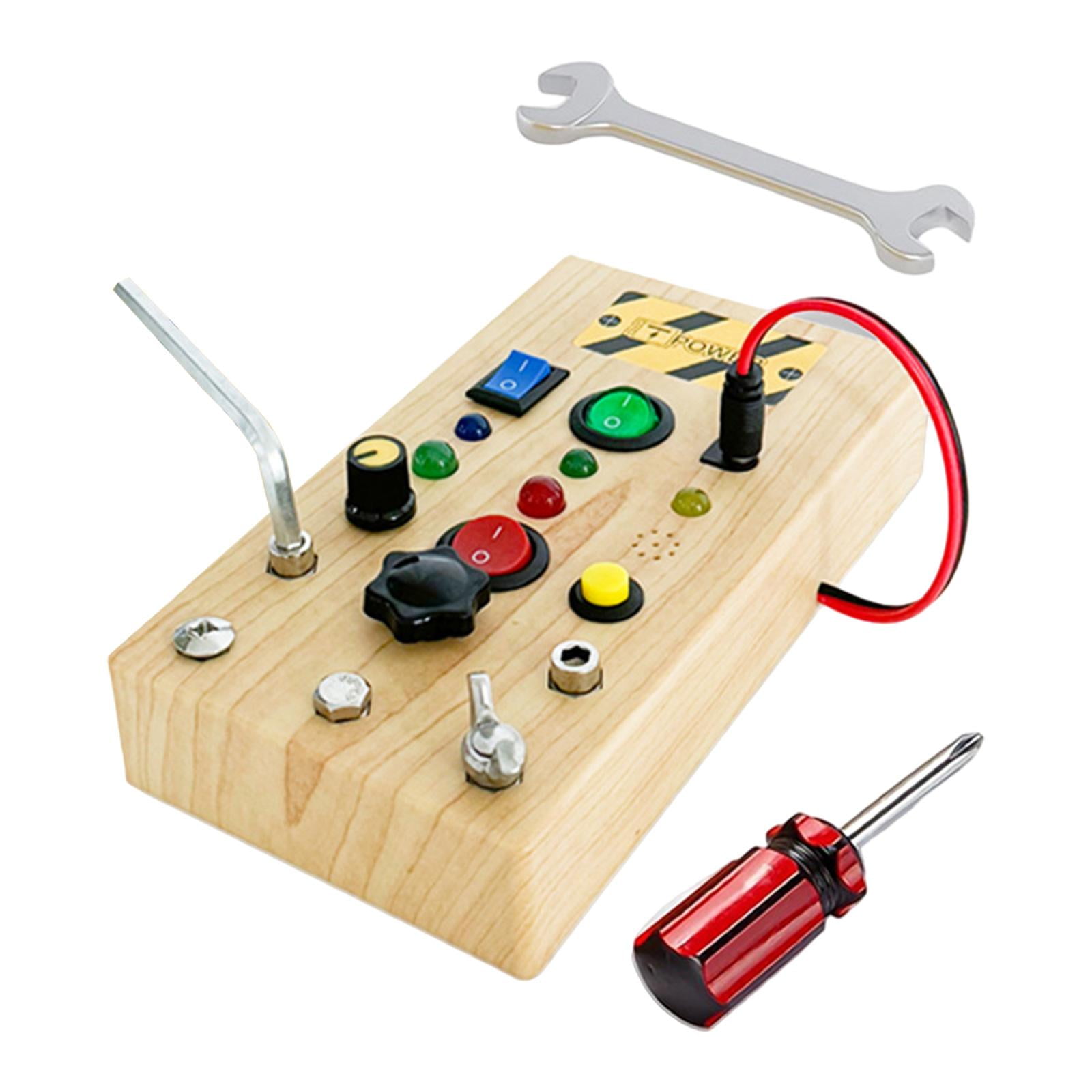 Kokiya Wooden Busy Board with LED Lamp Switch Light for Toddlers Kids ...