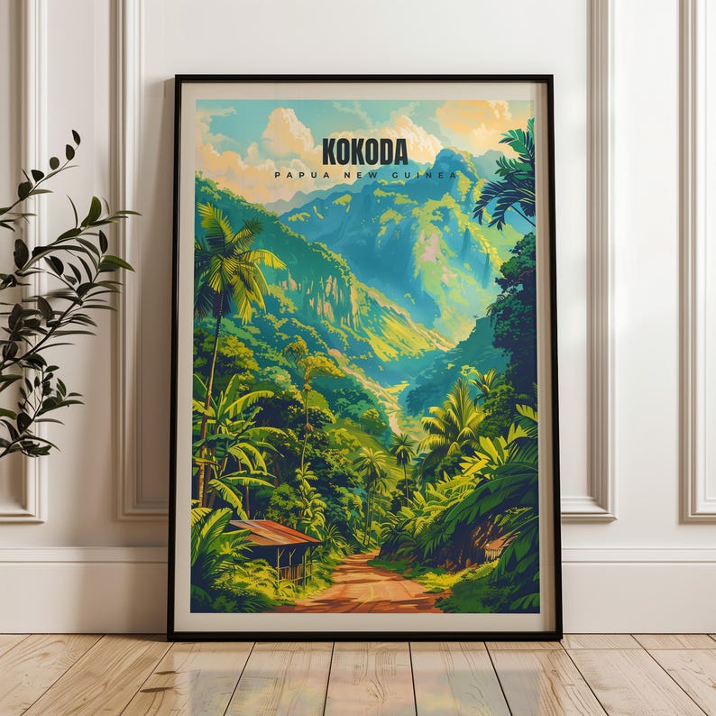 Kokoda Papua New Guinea Travel Poster – Illustrated Wall Art, Adventure ...