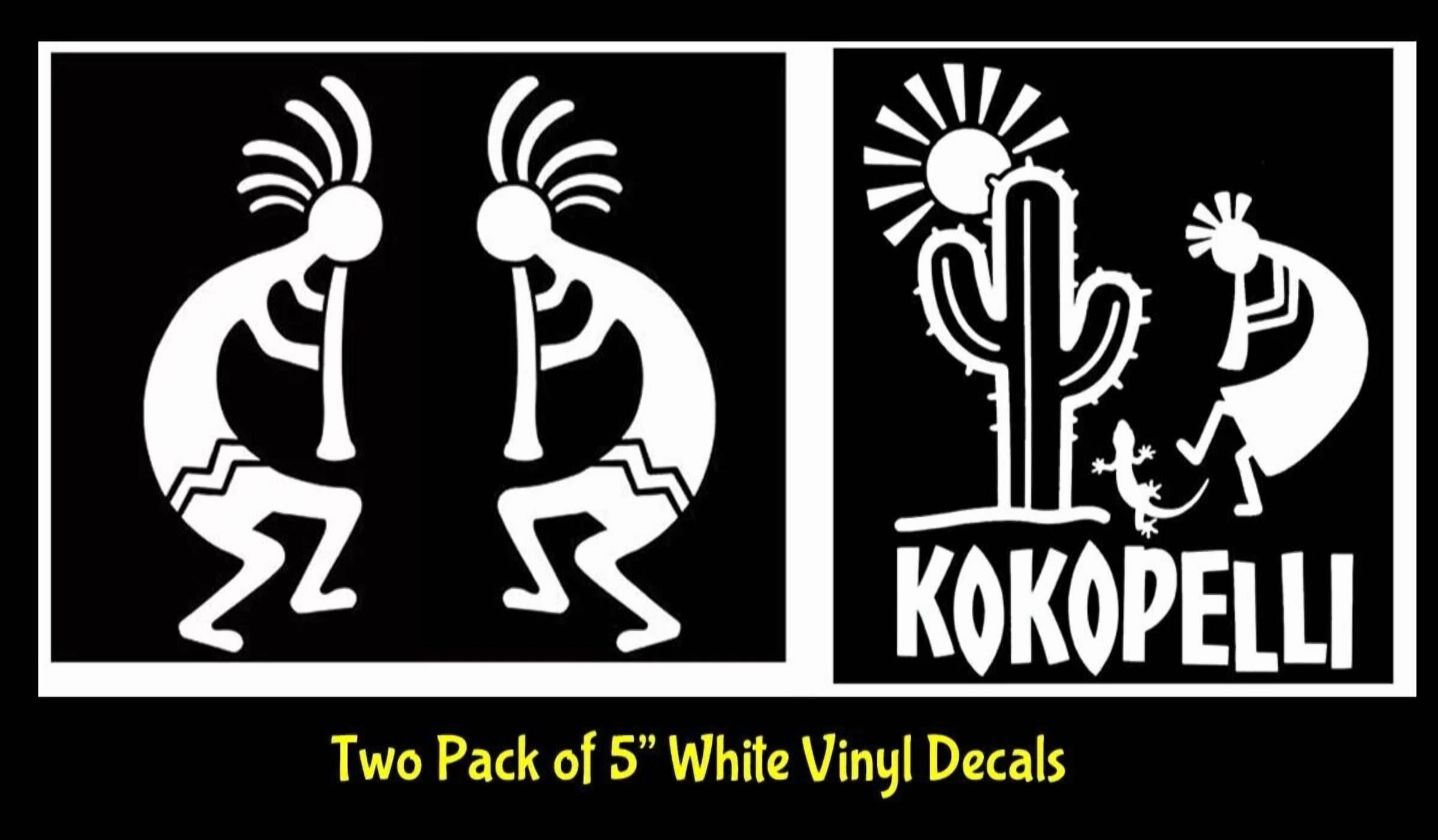 Kokopelli Cactus Desert Man In The Moon Two White Decal Car Window ...