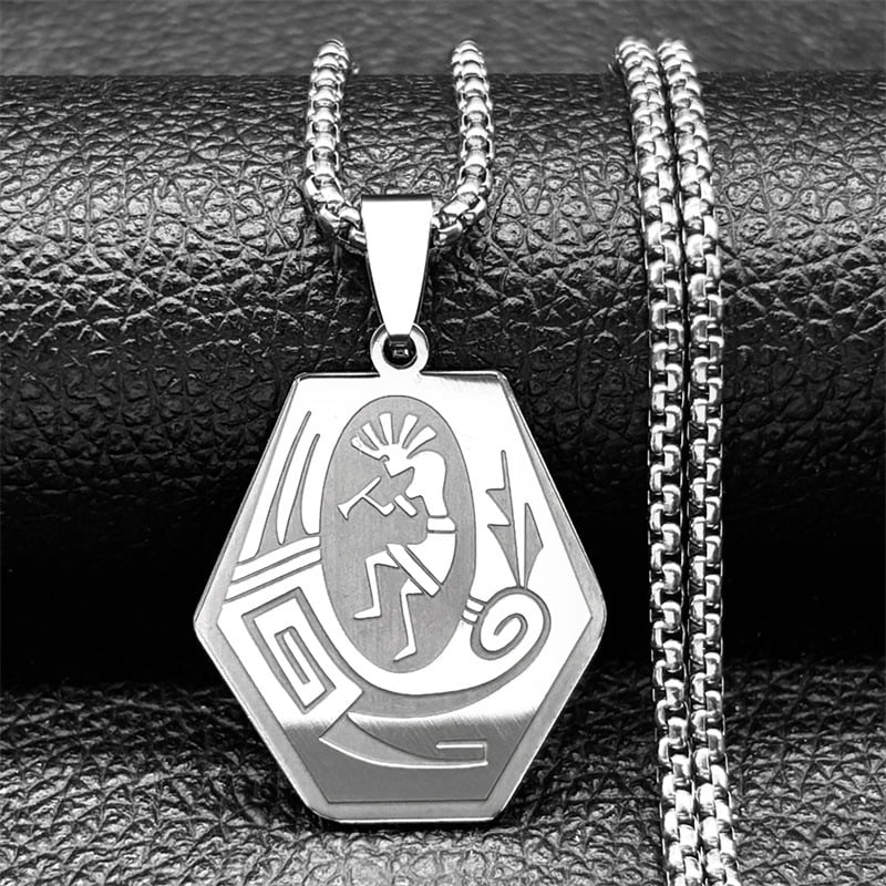 Kokopelli Fertility God Necklace for Women Men 14K Yellow Gold Indian ...