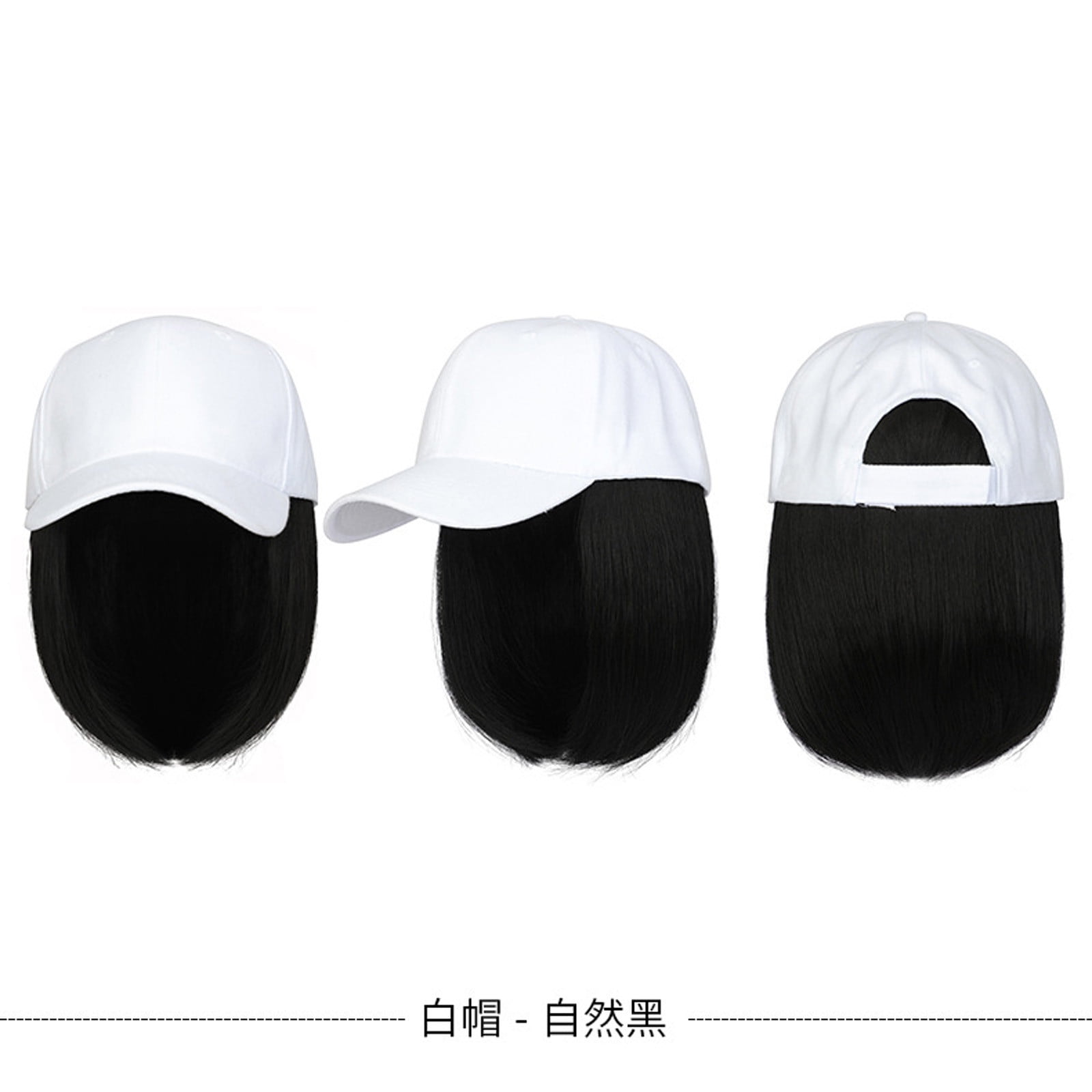 Kokovifyes Straight Short Bob Wig Baseball Wig Baseball Cap Hair Wig ...