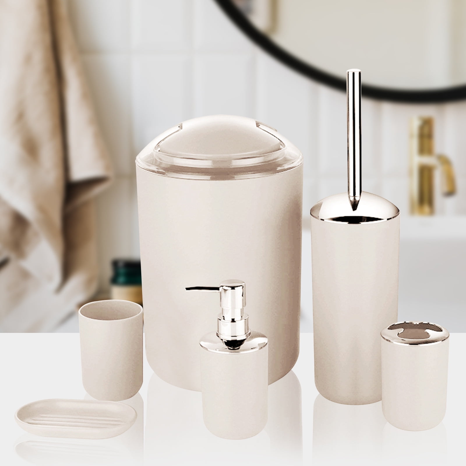 Kokovifyves 6 Piece Bathroom Accessory Set with Soap Dispenser Pump ...