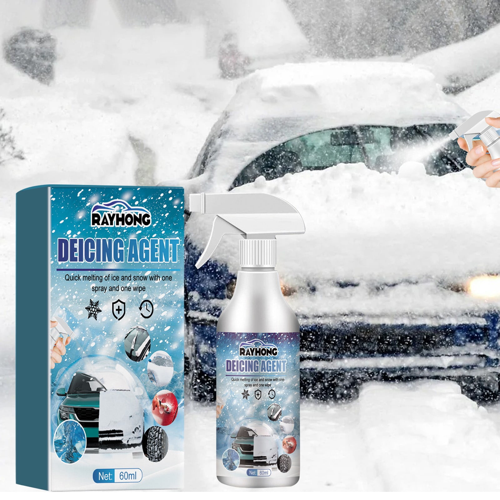 Kokovifyves Car Defroster Deicer Spray, Auto Windshield Deicing Spray ...