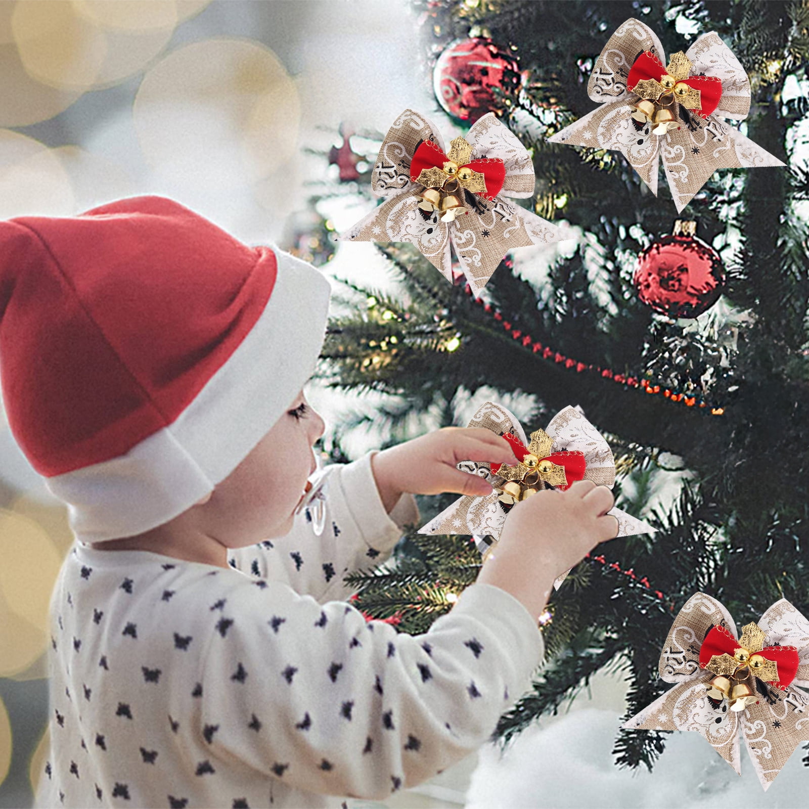 Kokovifyves Christmas Tree Topper, Ribbon Bow Topper for Tree New ...