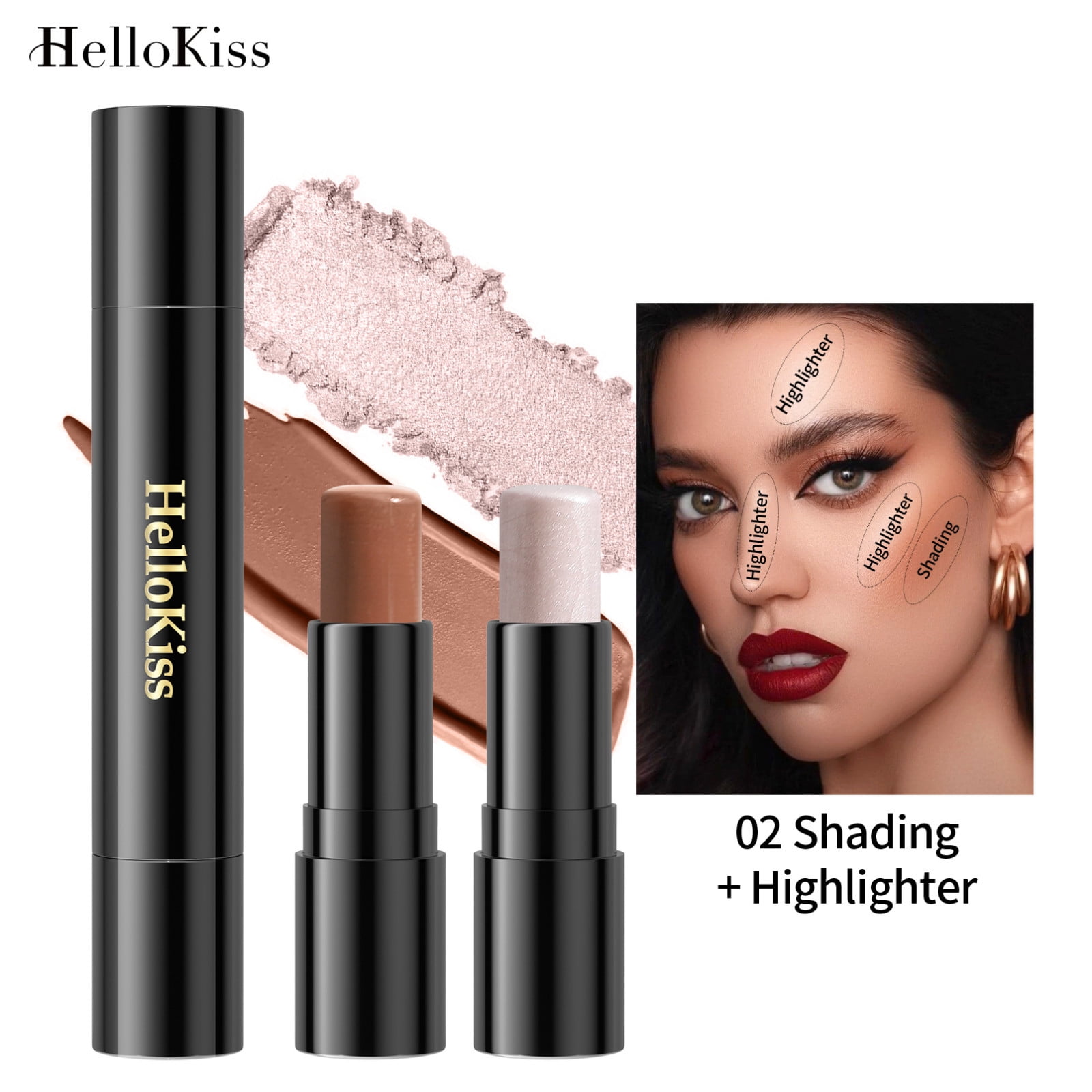 Kokovifyves Double-End Highlighter Stick Contour-Stick,Face Highlighter ...