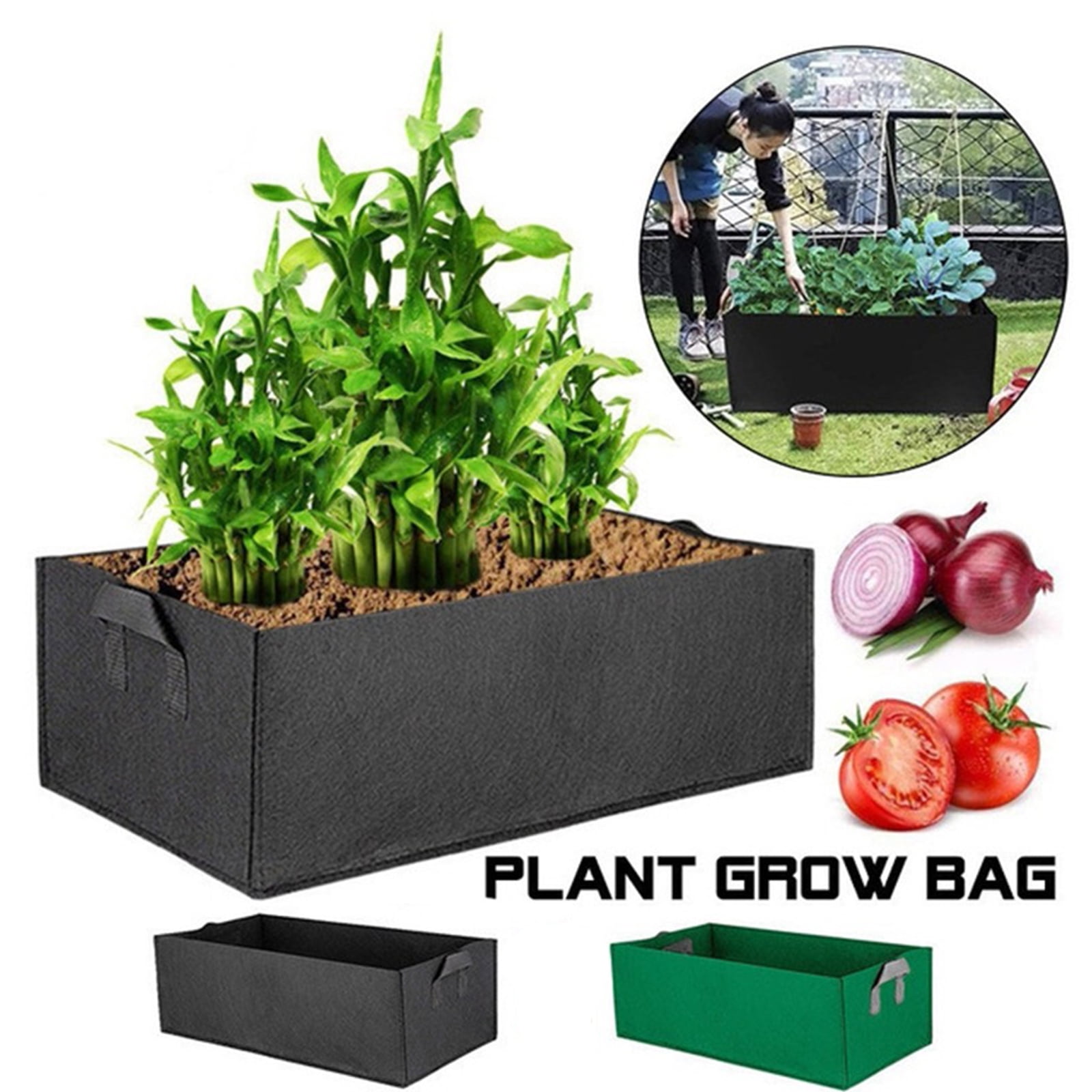 Kokovifyves Fabric Raised Garden Bed Rectangle Breathable Planting ...