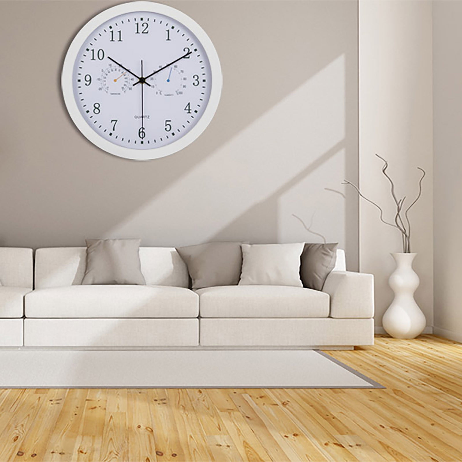 Kokovifyves Quartz Analog Battery Modern Home Hygrometer Wall Clock ...