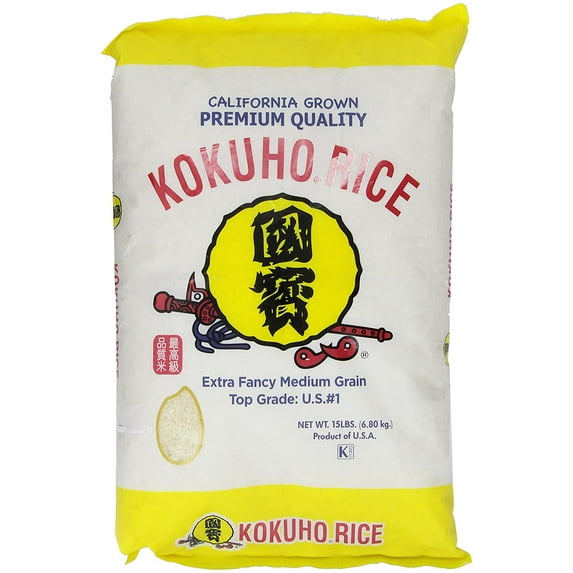 Kokuho Calrose Rice, 15 Pound Bag, Origin United States, Package ...